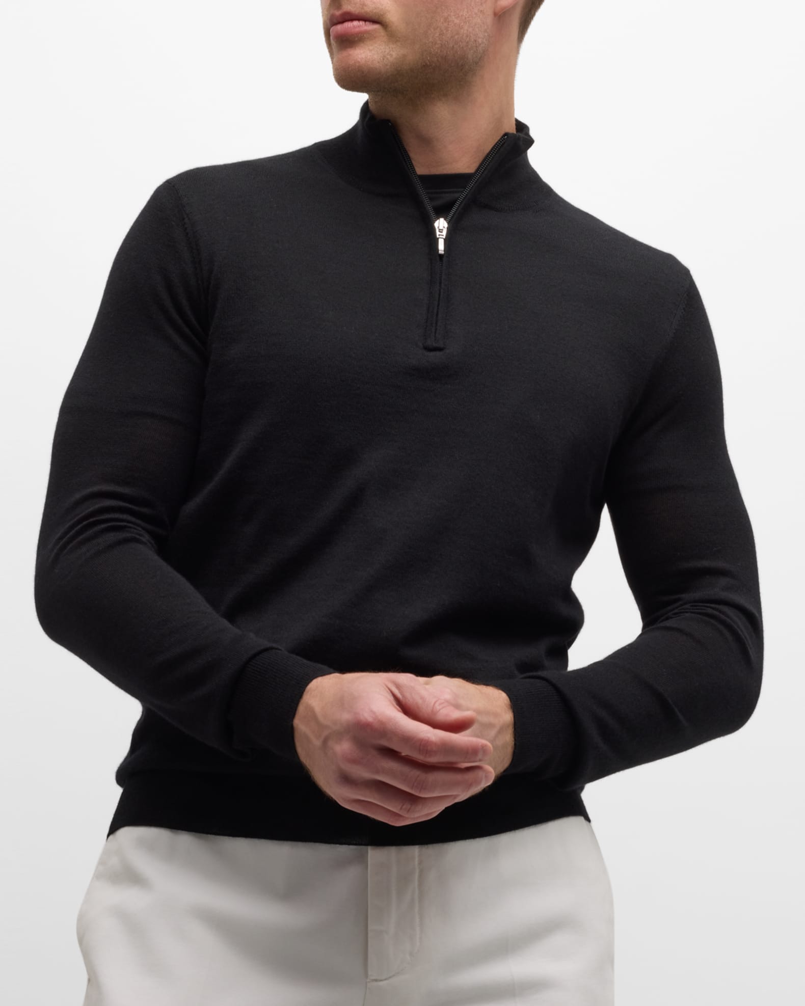 Neiman Marcus Men's Cashmere-Silk Quarter-Zip Sweater | Neiman Marcus