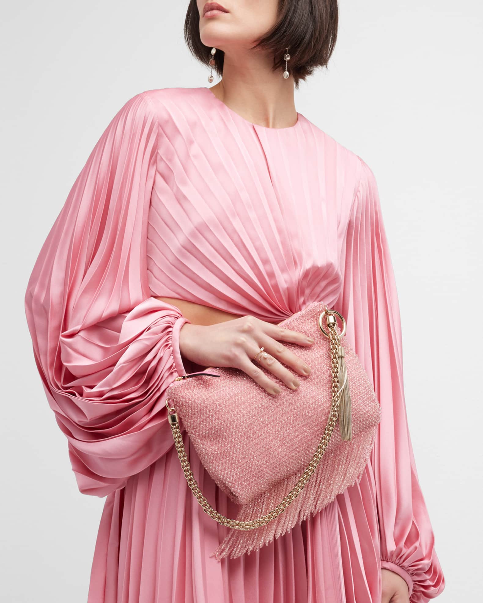 Jimmy Choo Callie Beaded Embellished Chain Shoulder Bag | Neiman Marcus