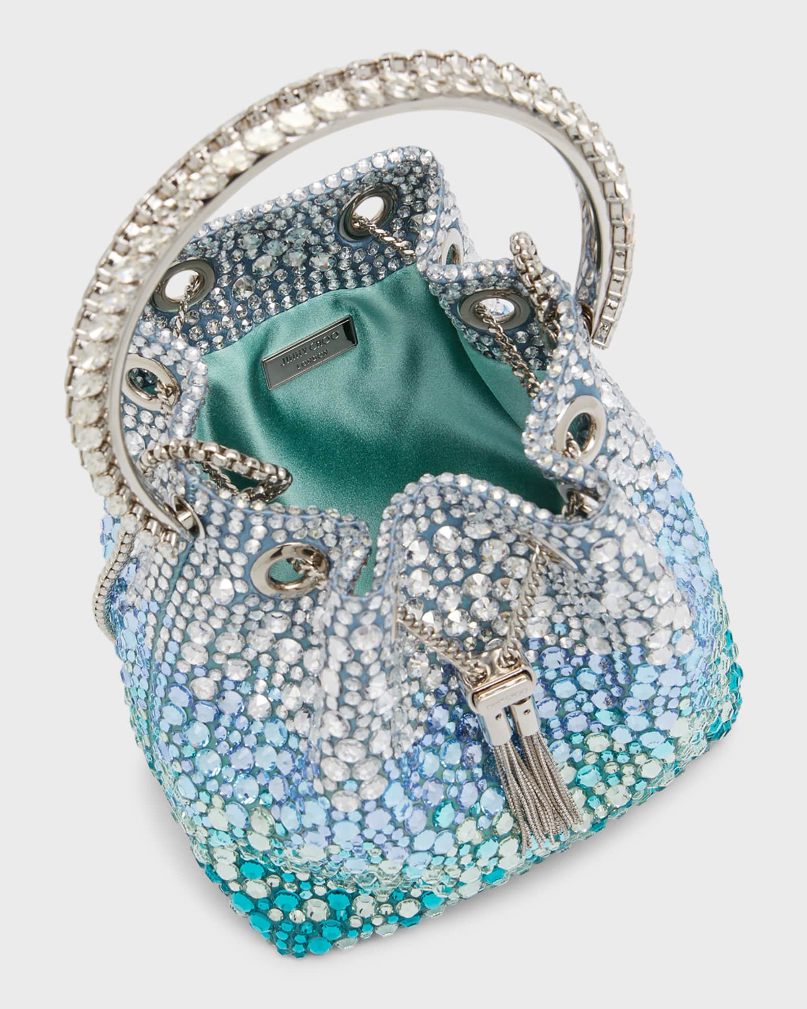 Jimmy Choo Bon Bon Crystal Drawstring Bucket Bag | Neiman Marcus