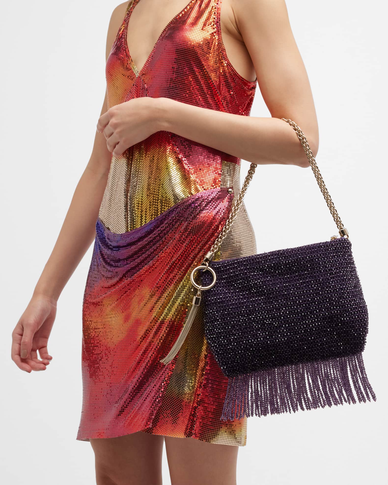 Jimmy Choo Callie Beaded Embellished Chain Shoulder Bag | Neiman Marcus