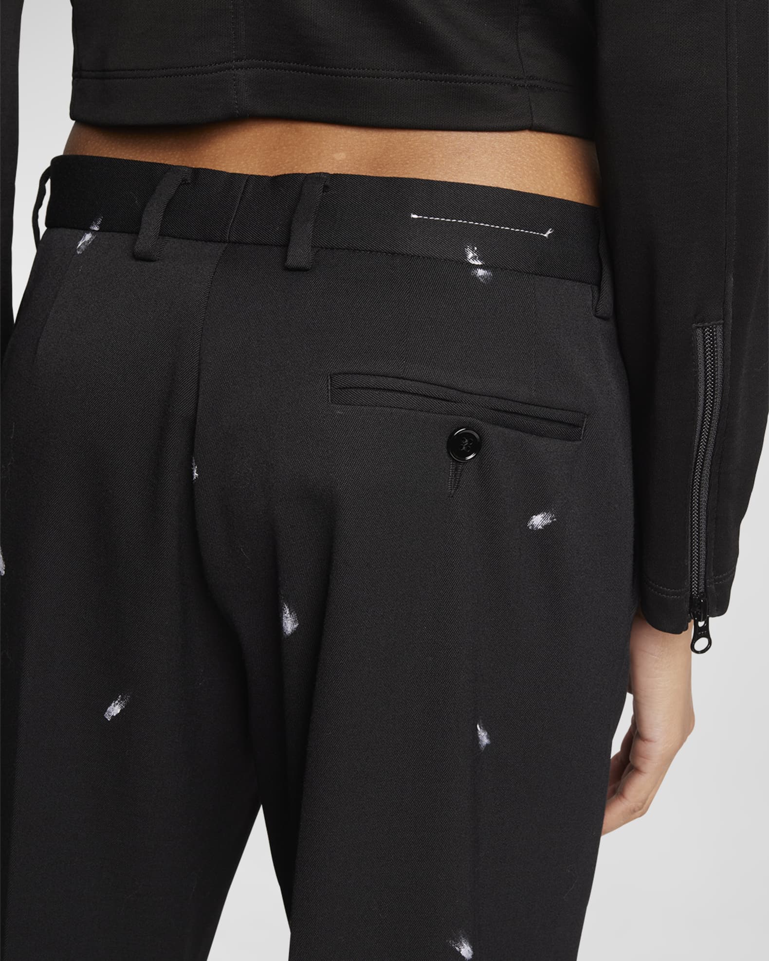 MM6 Maison Margiela Low-Rise Straight Printed Pants | Neiman Marcus