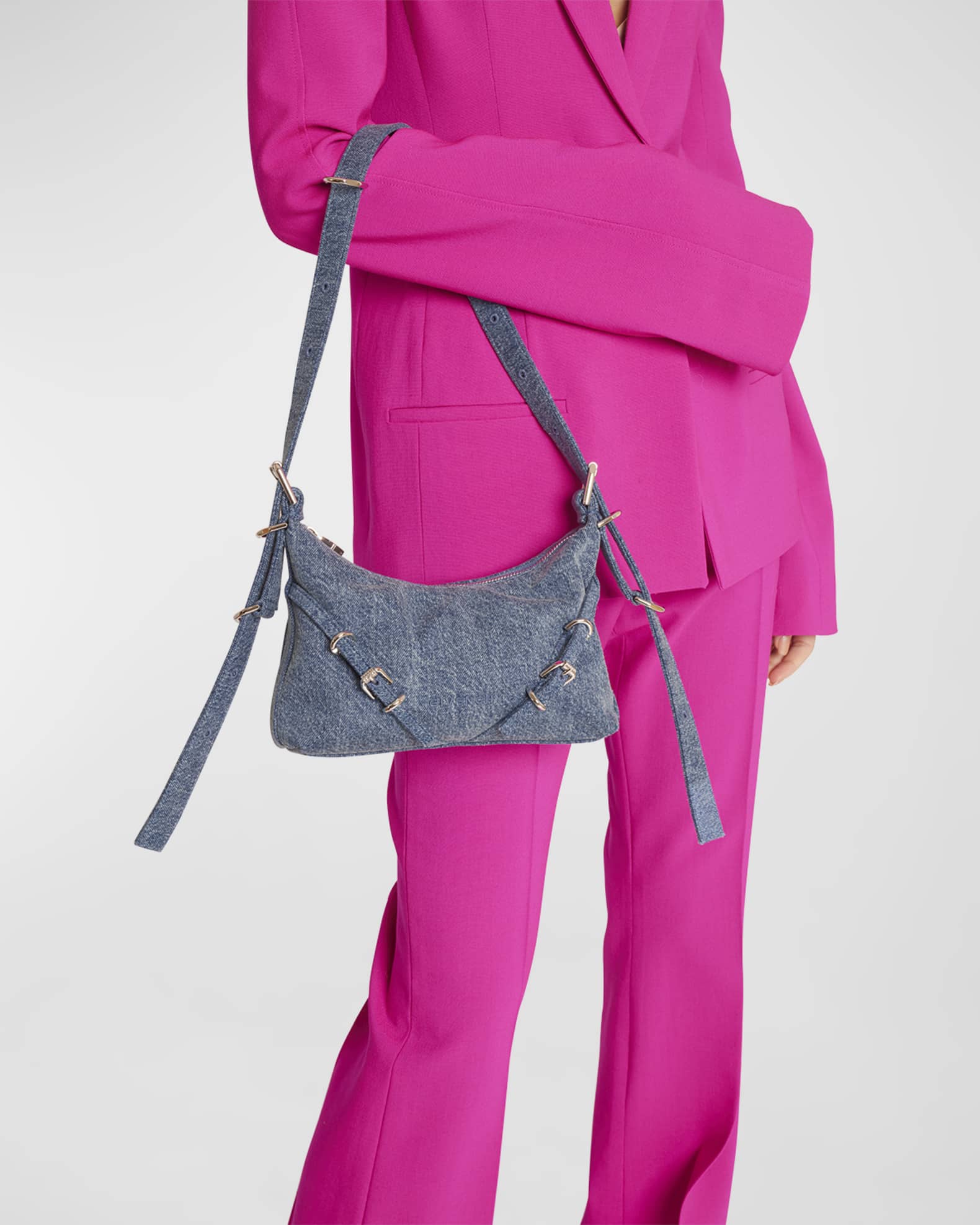 Givenchy Voyou Mini Shoulder Bag in Washed Denim | Neiman Marcus