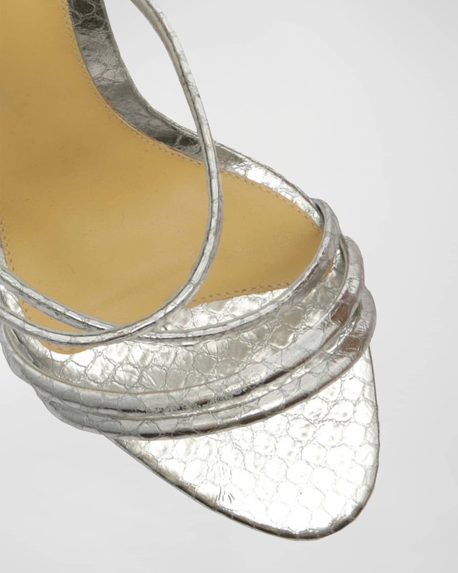 Alexandre Birman Eve Metallic Four-Band Slide Sandals | Neiman Marcus