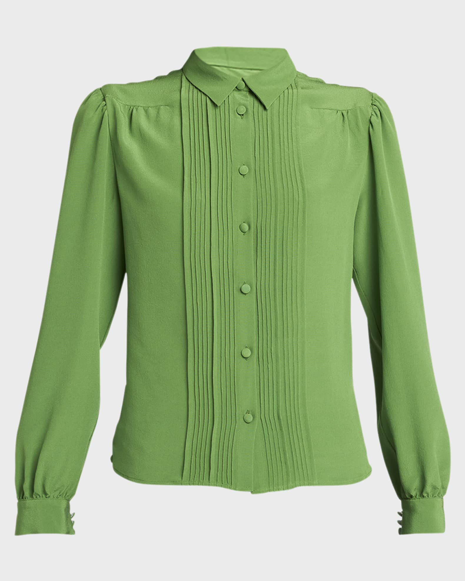 Etro Long Sleeve Silk Pleated Blouse | Neiman Marcus