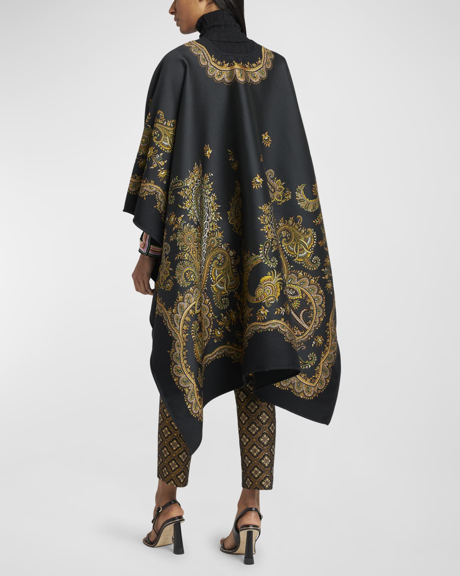 Etro Dahlia Paisley Jacquard Cape | Neiman Marcus