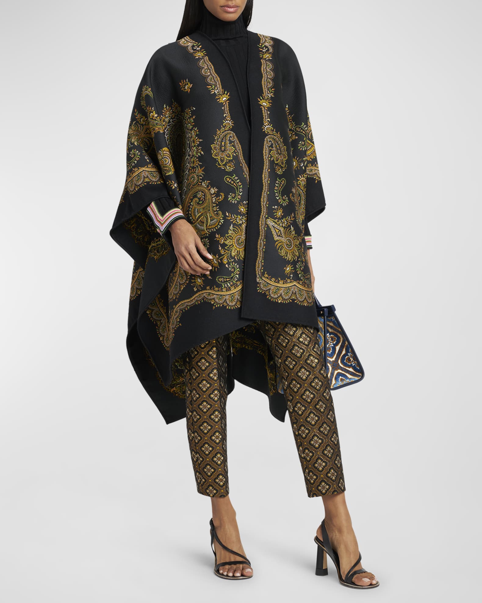 Etro Dahlia Paisley Jacquard Cape | Neiman Marcus