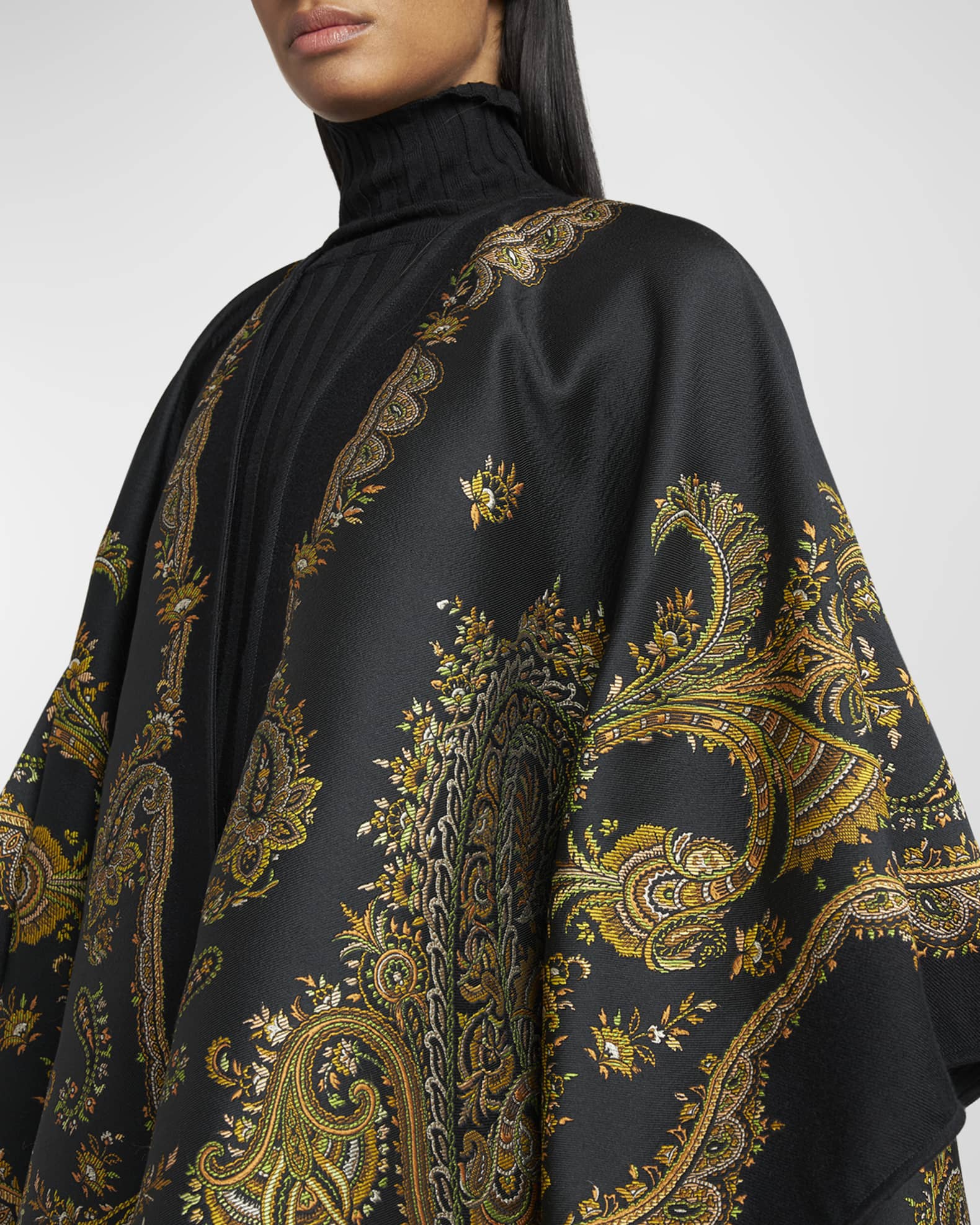 Etro Dahlia Paisley Jacquard Cape | Neiman Marcus