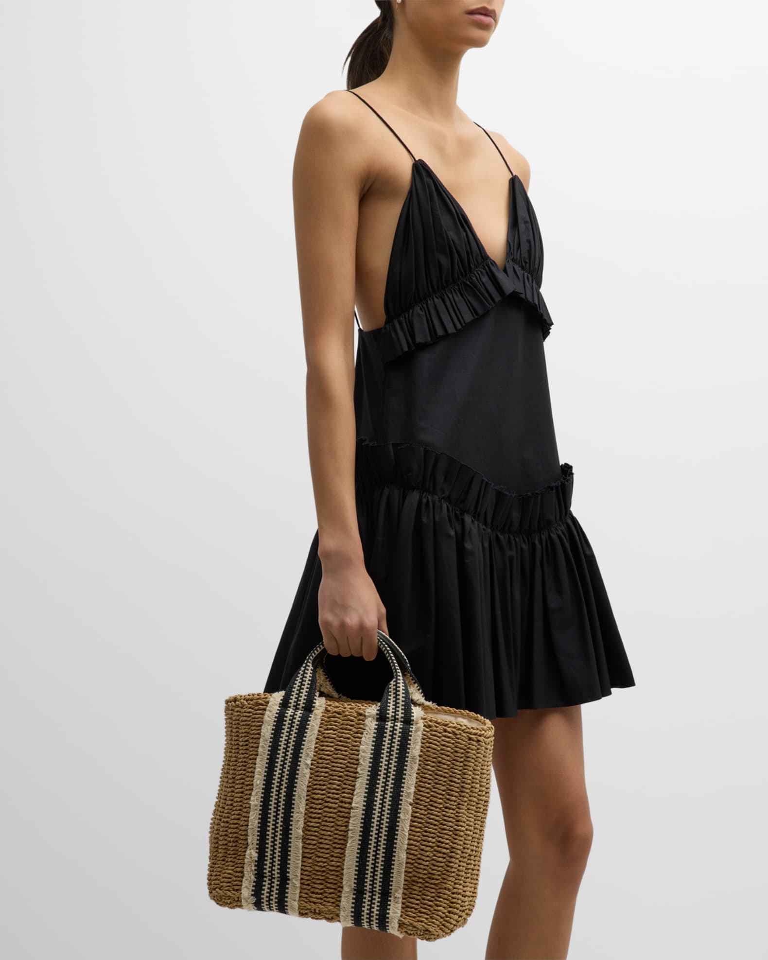 BTB Los Angeles Elle Drawstring Straw Tote Bag | Neiman Marcus