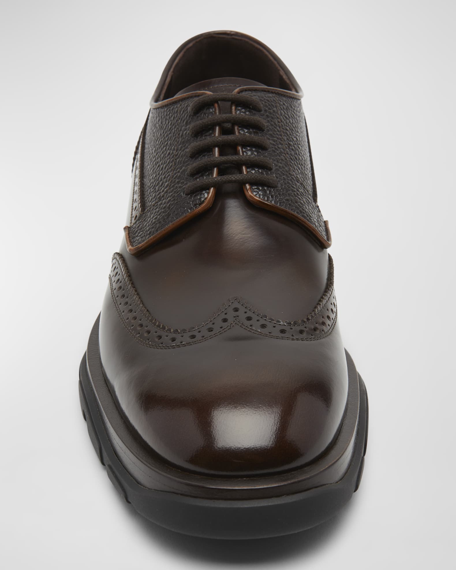 Alexander McQueen Men's Brogue Wingtip Leather Derby Shoes | Neiman Marcus