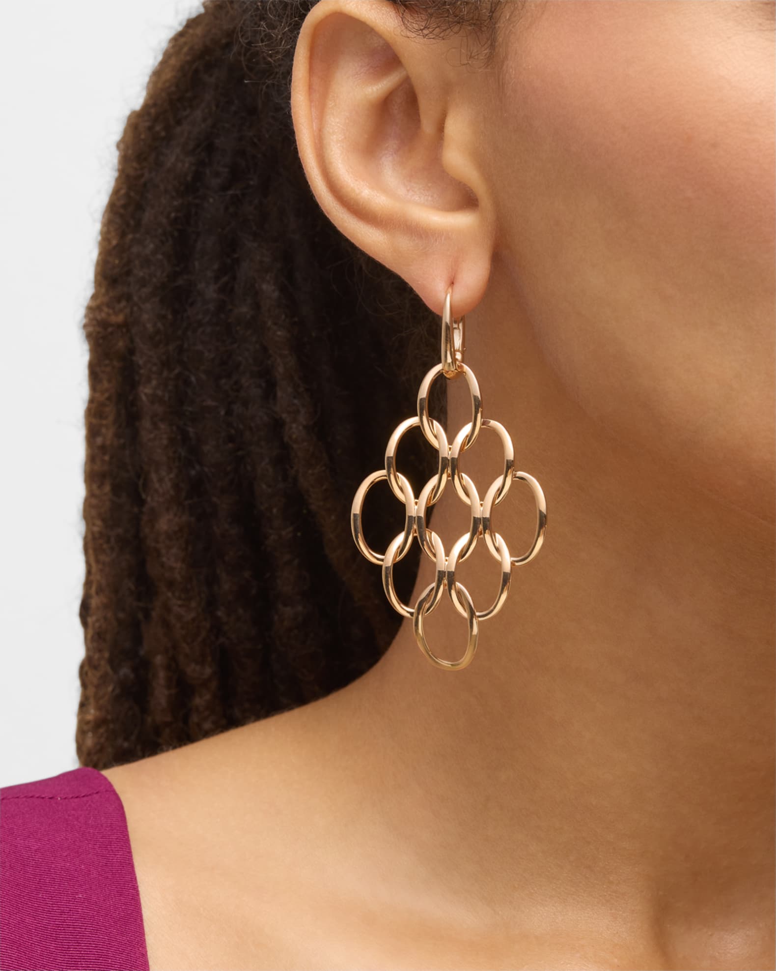 Pomellato Brera Link 18K Rose Gold Chandelier Earrings | Neiman Marcus