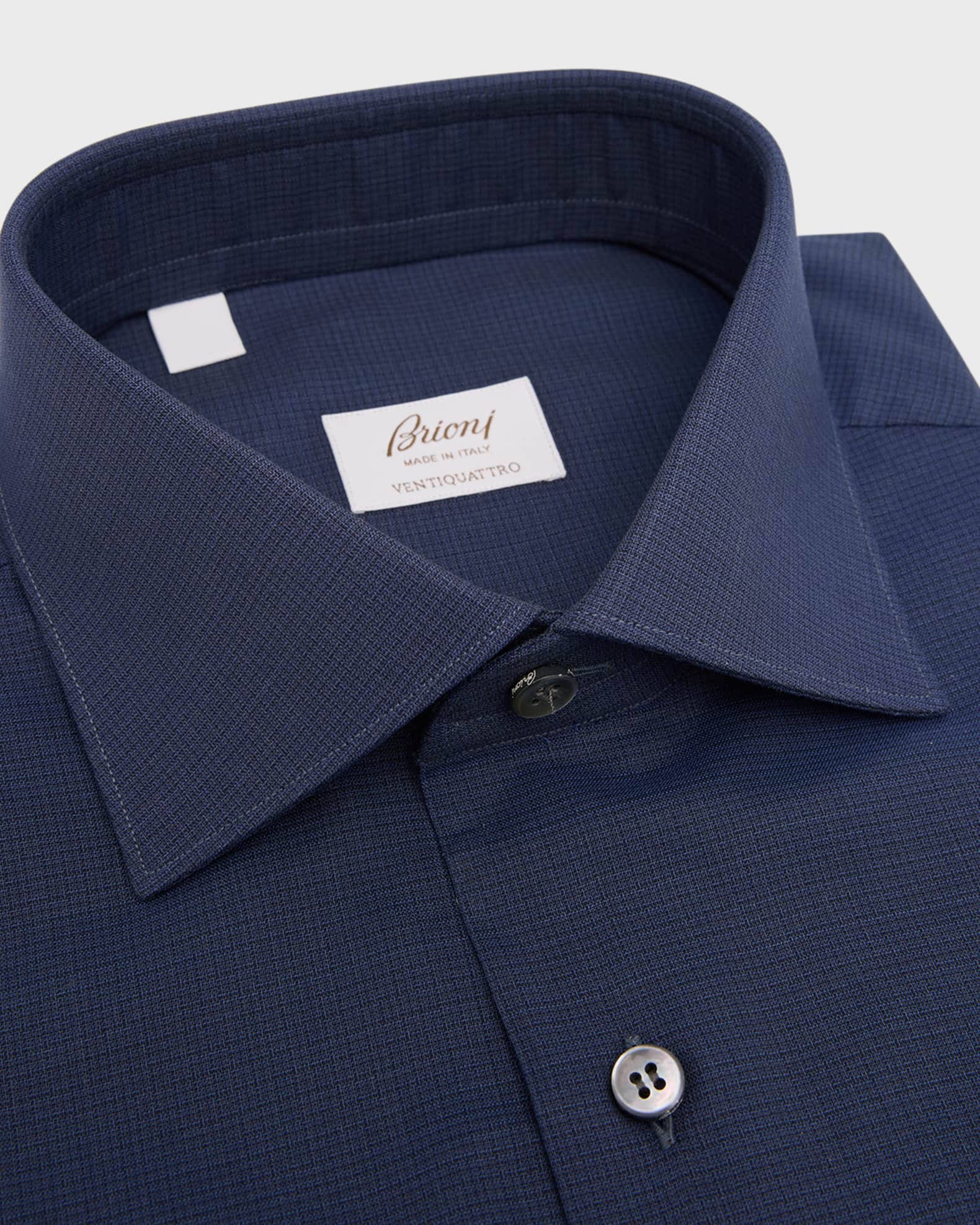 Brioni Men's Ventiquattro Micro-Check Dress Shirt | Neiman Marcus