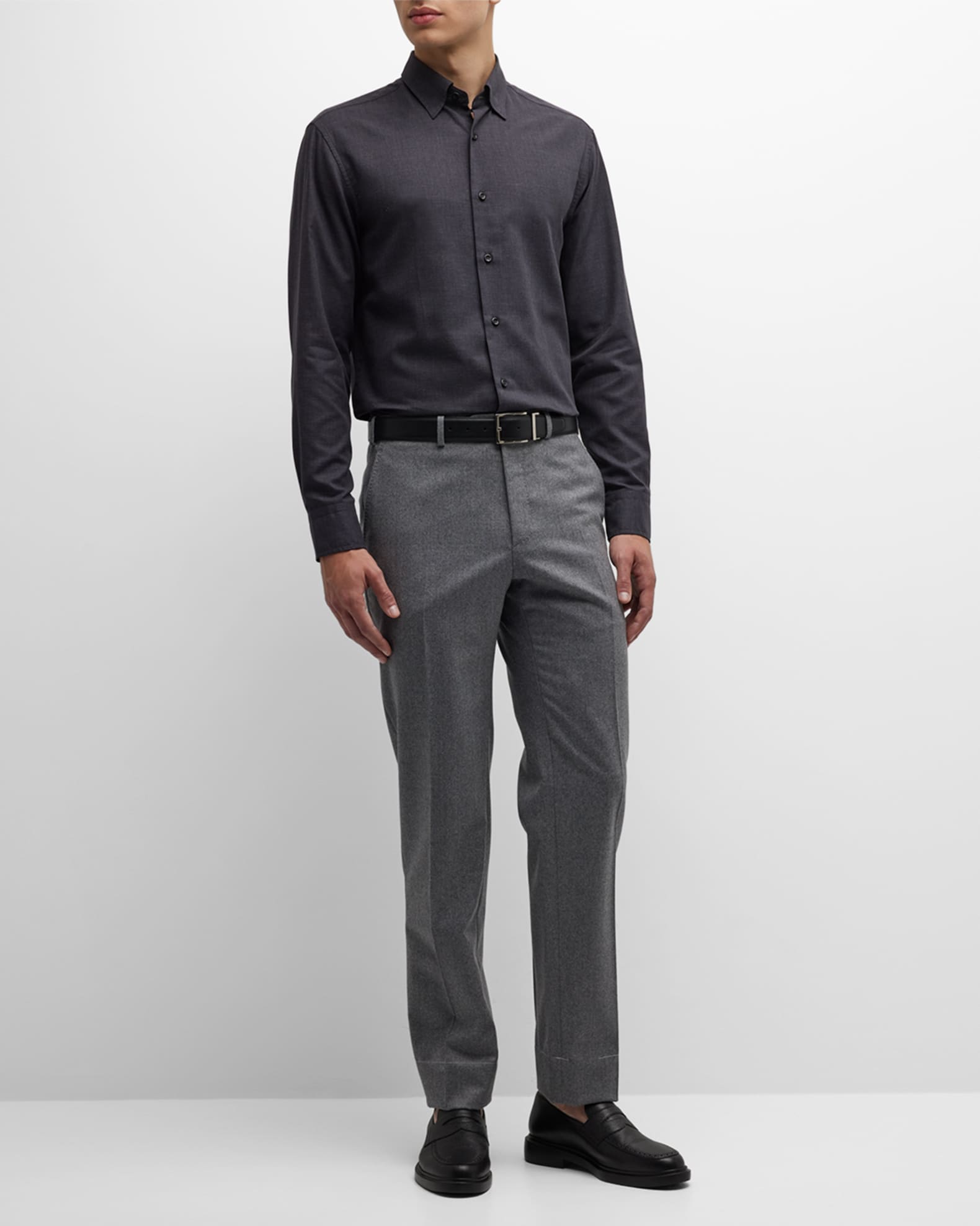 Brioni Men's Micro-Plaid Print Sport Shirt | Neiman Marcus