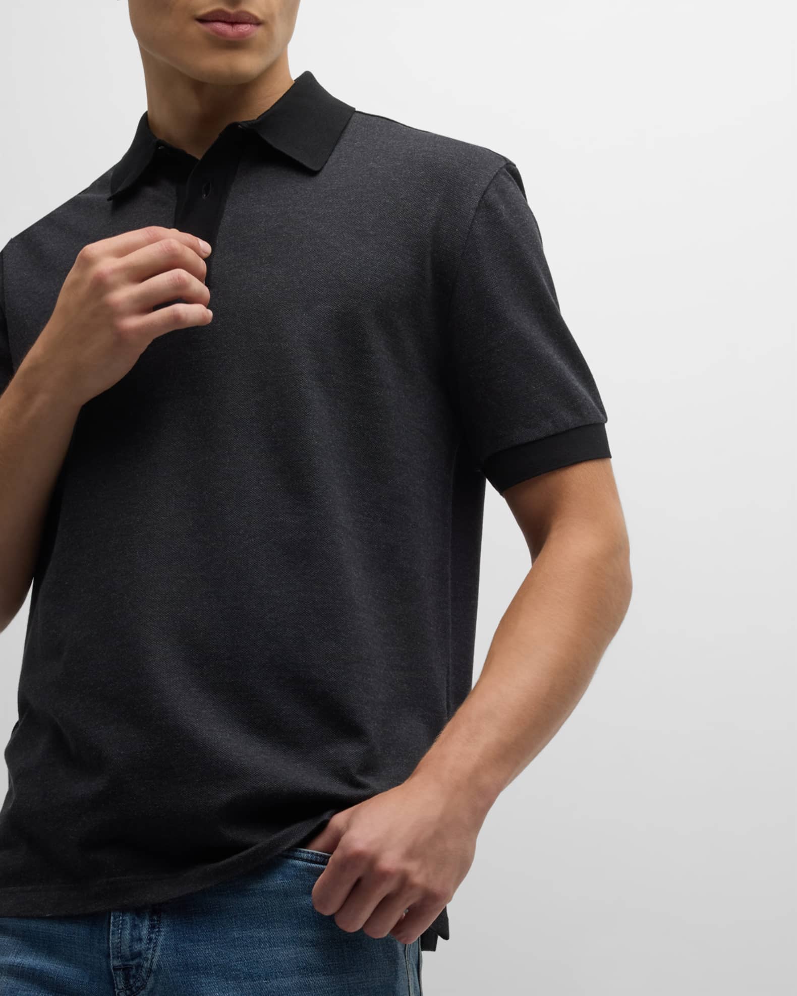 Brioni Men's Two-Tone Polo Shirt | Neiman Marcus