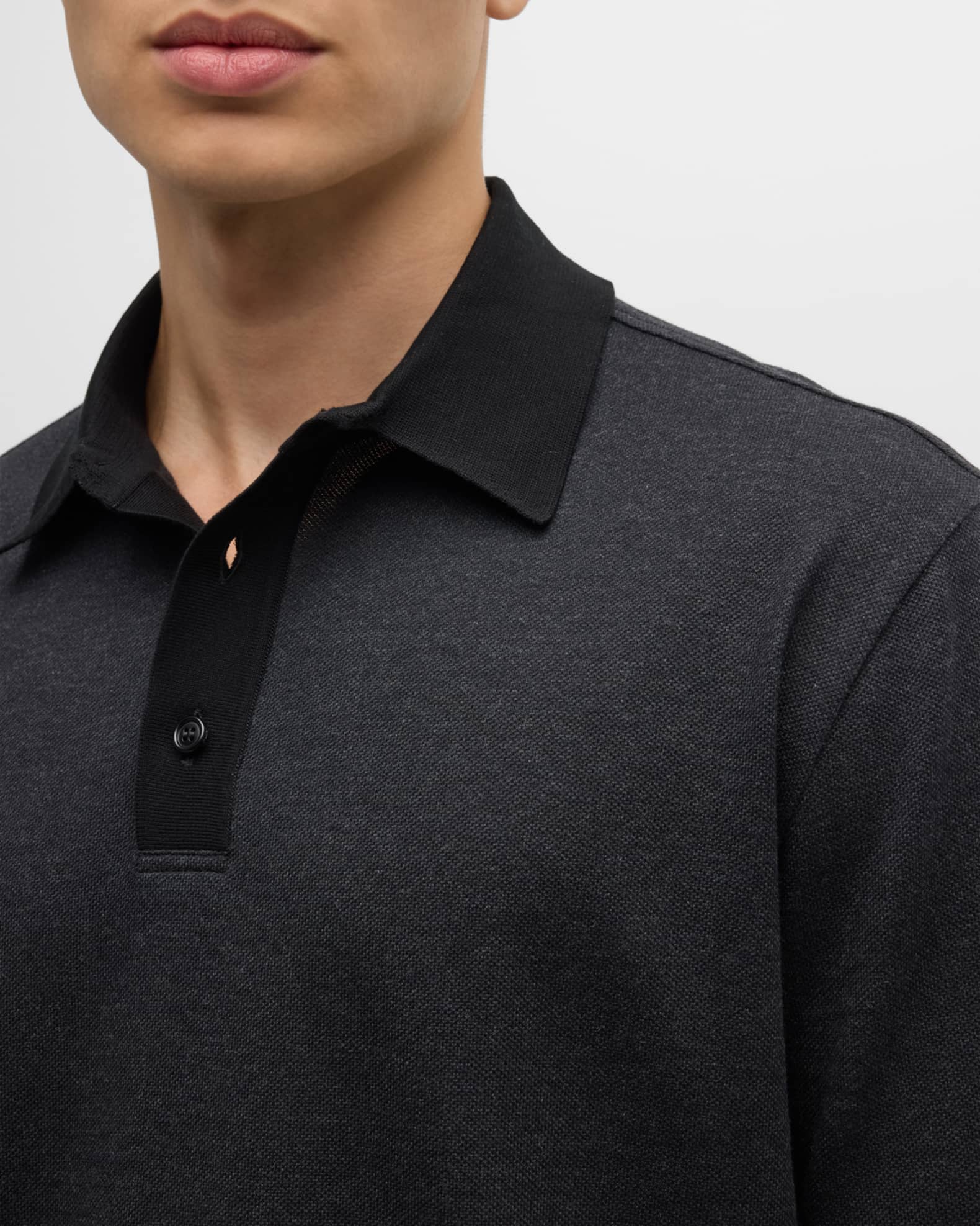 Brioni Men's Two-Tone Polo Shirt | Neiman Marcus