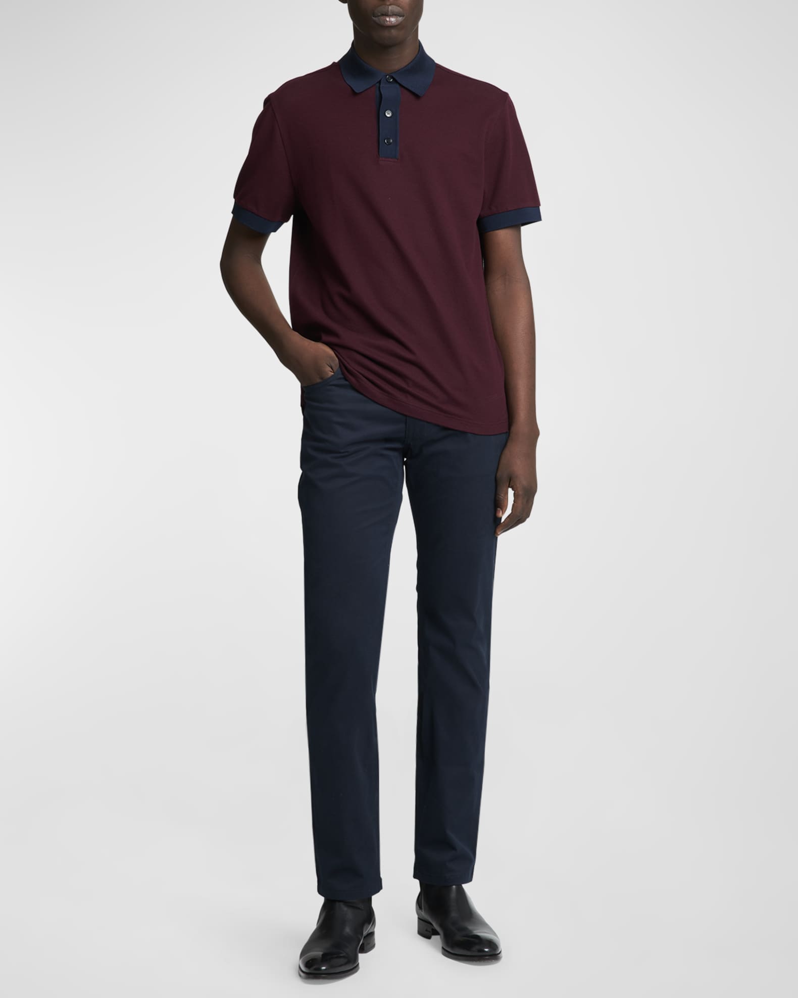 Brioni Men's Two-Tone Polo Shirt | Neiman Marcus
