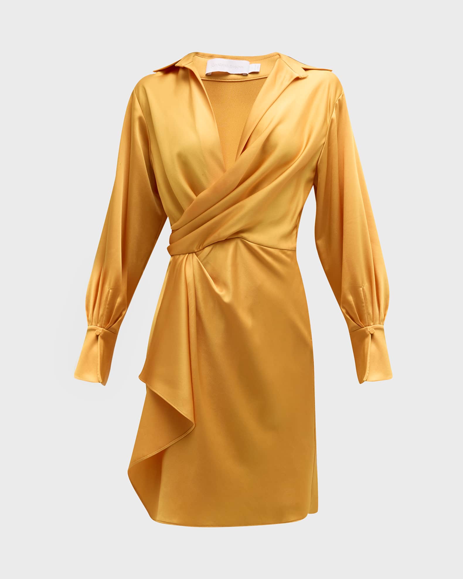SIMKHAI Talit Draped-Front Satin Mini Dress | Neiman Marcus