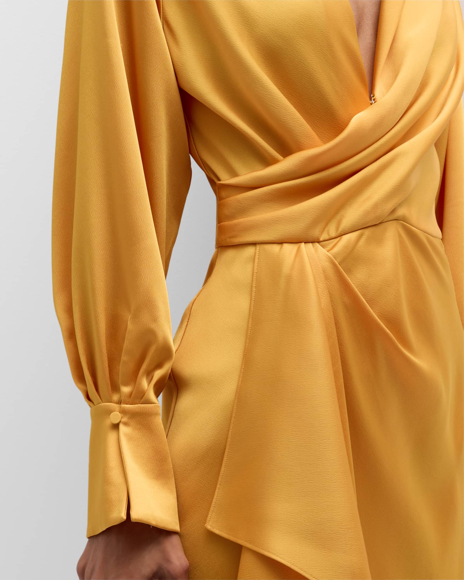 SIMKHAI Talit Draped-Front Satin Mini Dress | Neiman Marcus