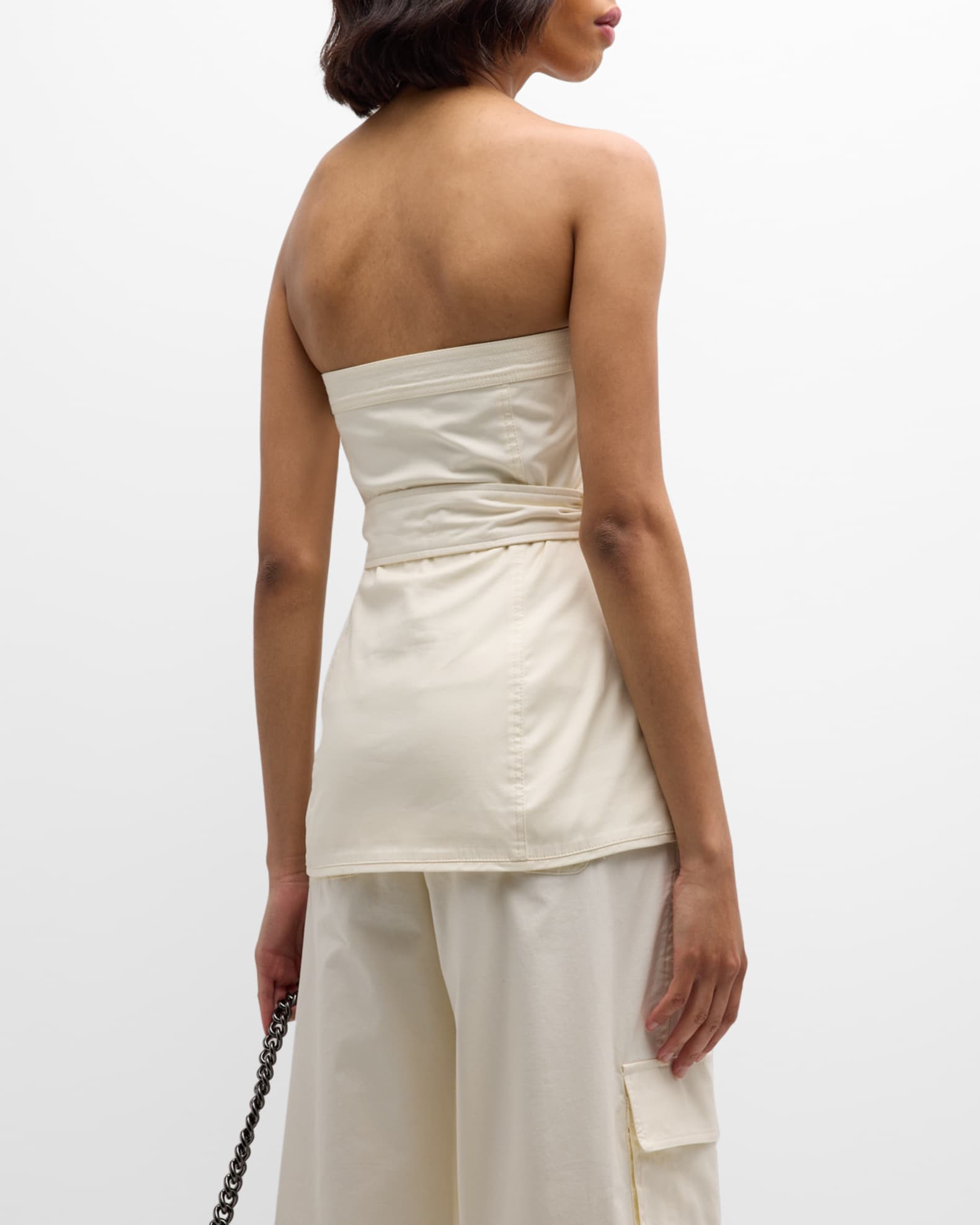 SIMKHAI Elettra Twill Belted Utility Bustier | Neiman Marcus