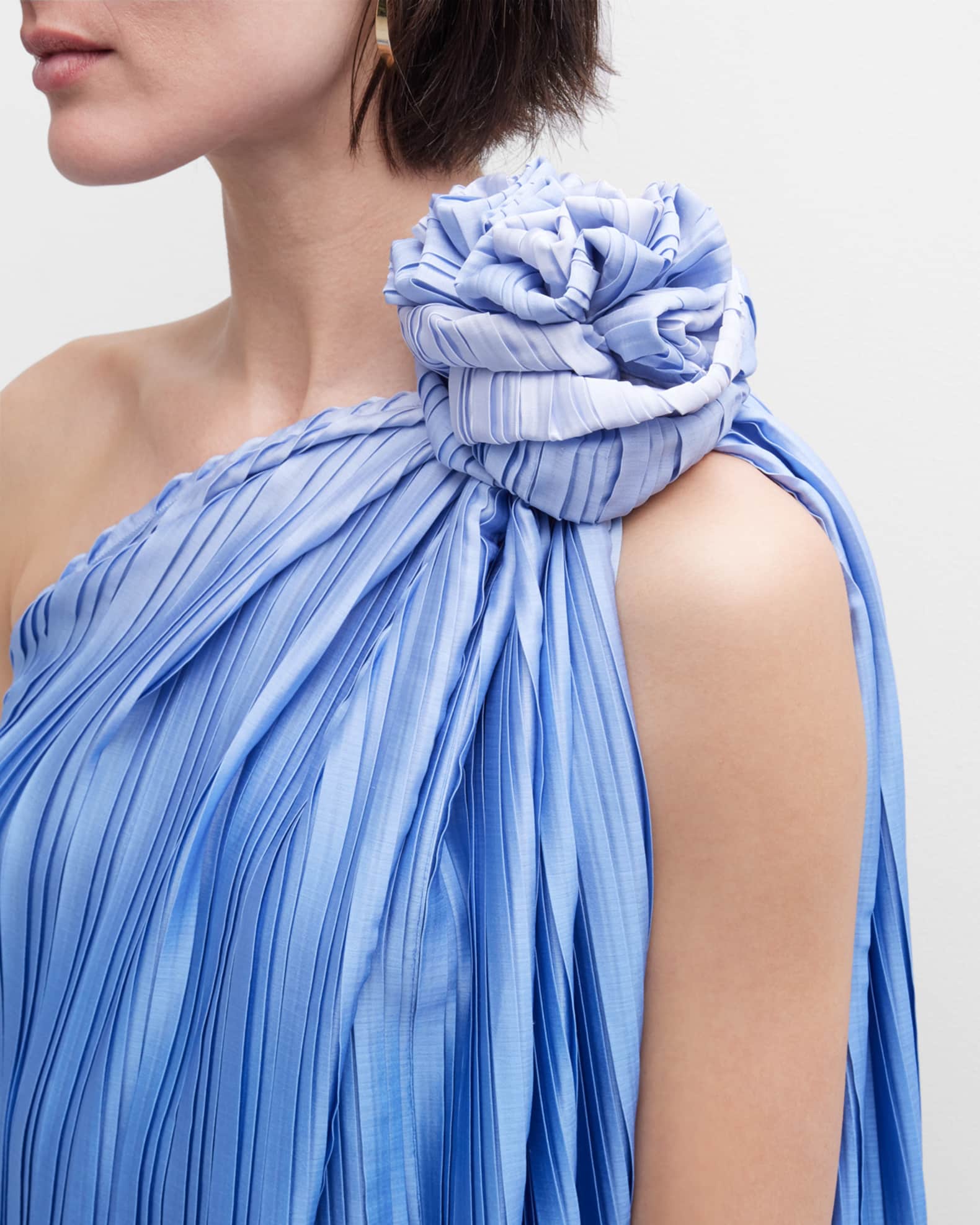 Verandah Plisse Satin Toga Mini Dress | Neiman Marcus