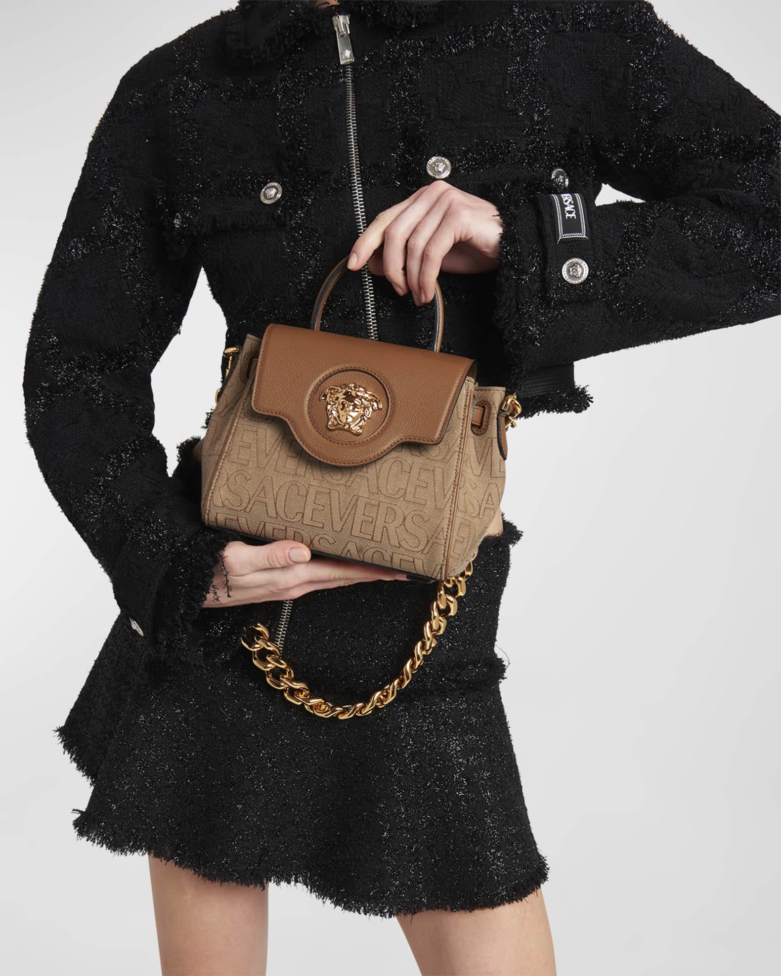 Versace La Medusa Monogram Top-Handle Bag | Neiman Marcus