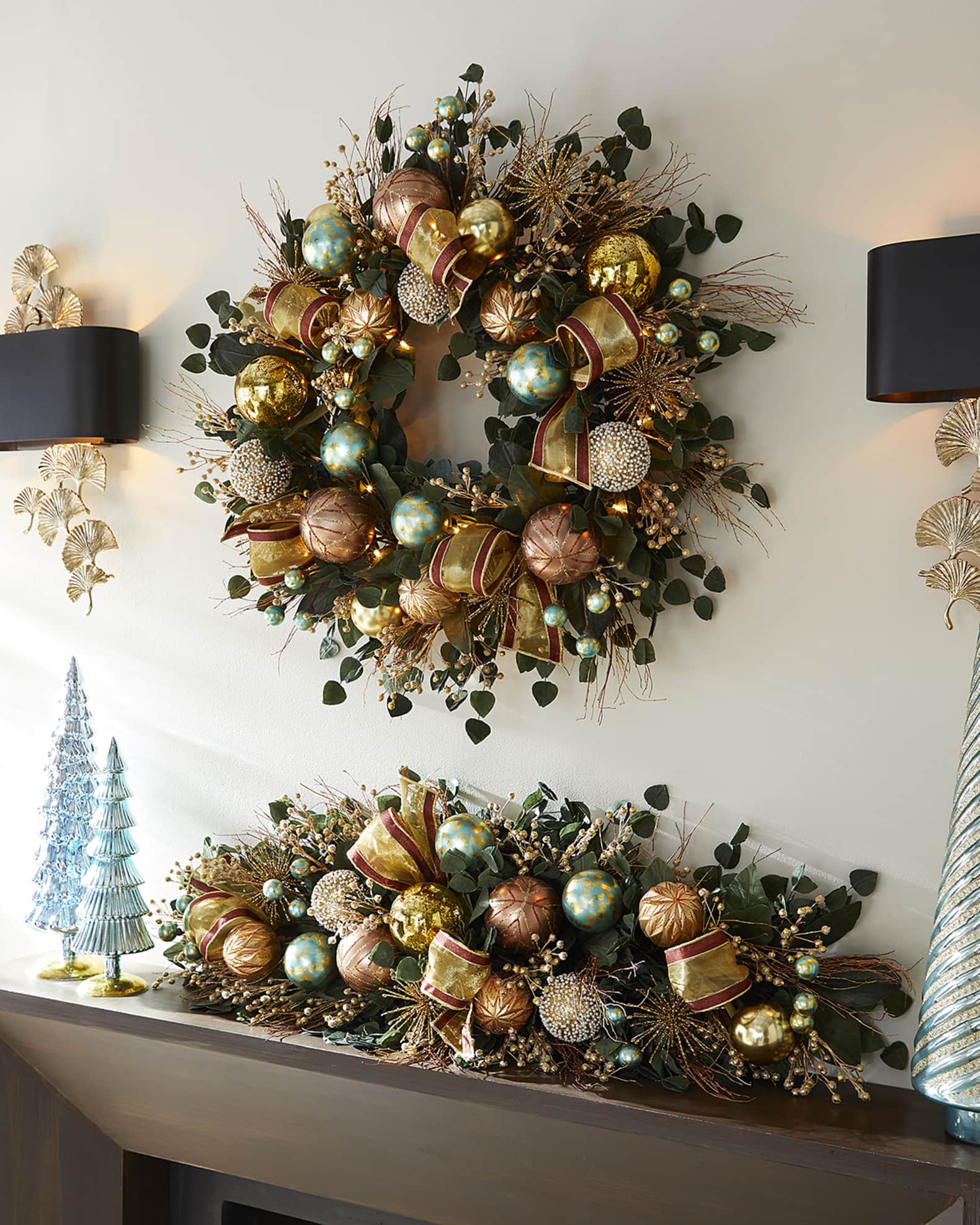 Neiman Marcus 28" Art Deco Christmas Prelit Wreath | Neiman Marcus