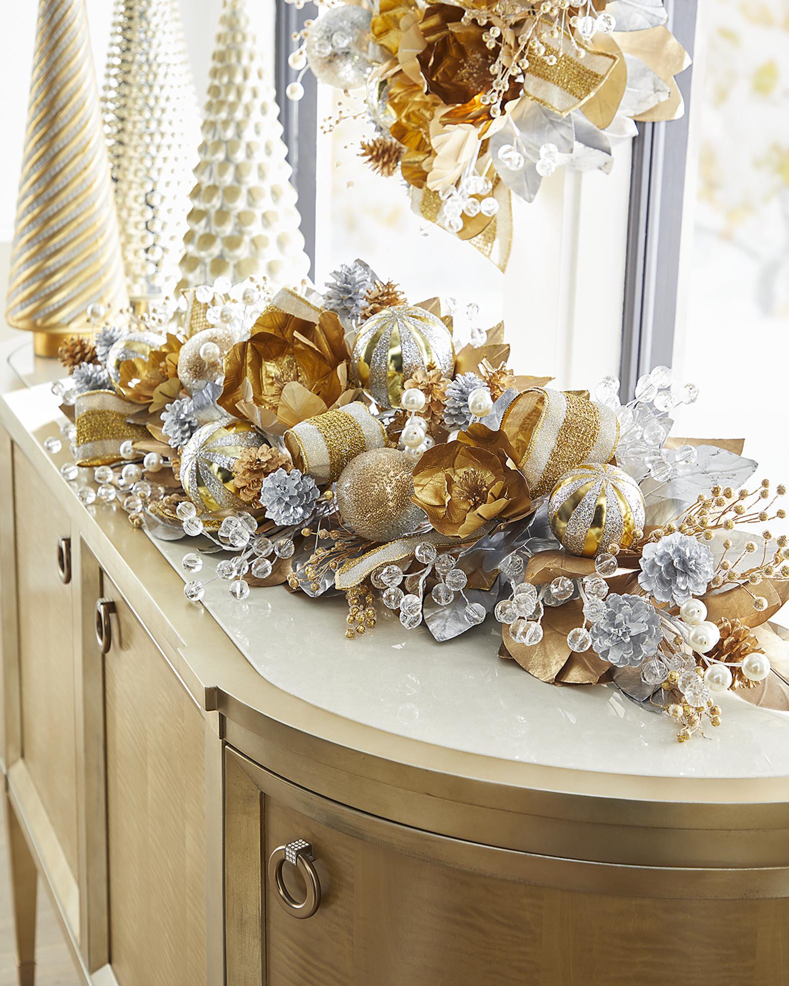 Neiman Marcus Silver & Gold Christmas Mantel Garland, 4' | Neiman Marcus