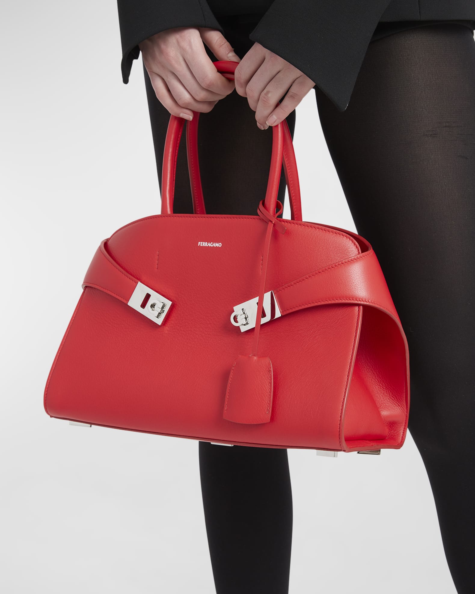 Ferragamo Hug Small Leather Top-Handle Bag | Neiman Marcus