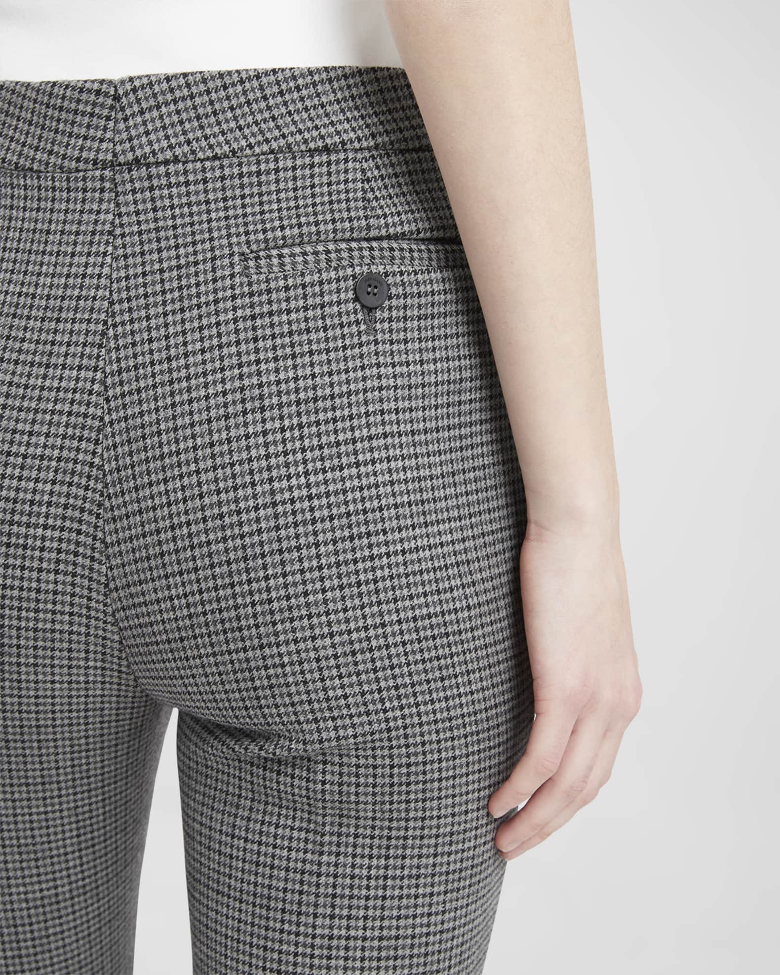 Ferragamo Micro Houndstooth Straight-Leg Wool Trousers | Neiman Marcus