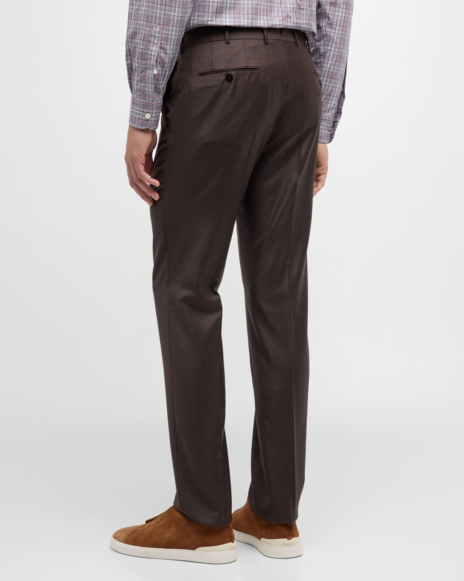 ZEGNA Men's Flat-Front Wool Pants | Neiman Marcus