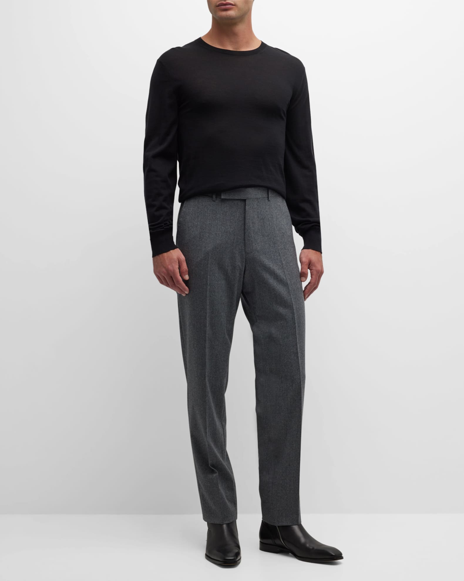 ZEGNA Men's Wool Flannel Pants | Neiman Marcus