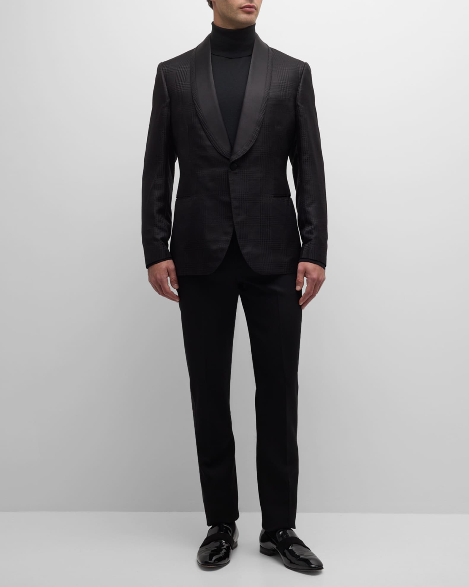 Brioni Men's Prince of Wales Shawl Dinner Jacket | Neiman Marcus