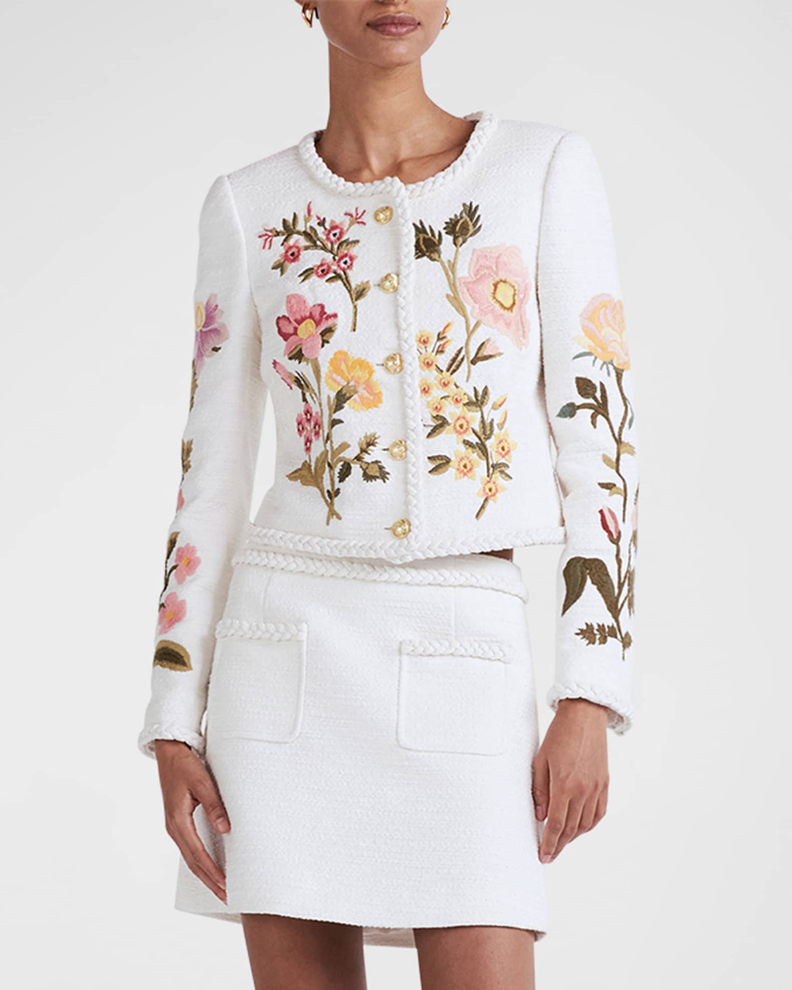 Derek Lam 10 Crosby Penelope Floral Embroidered Jacket | Neiman Marcus