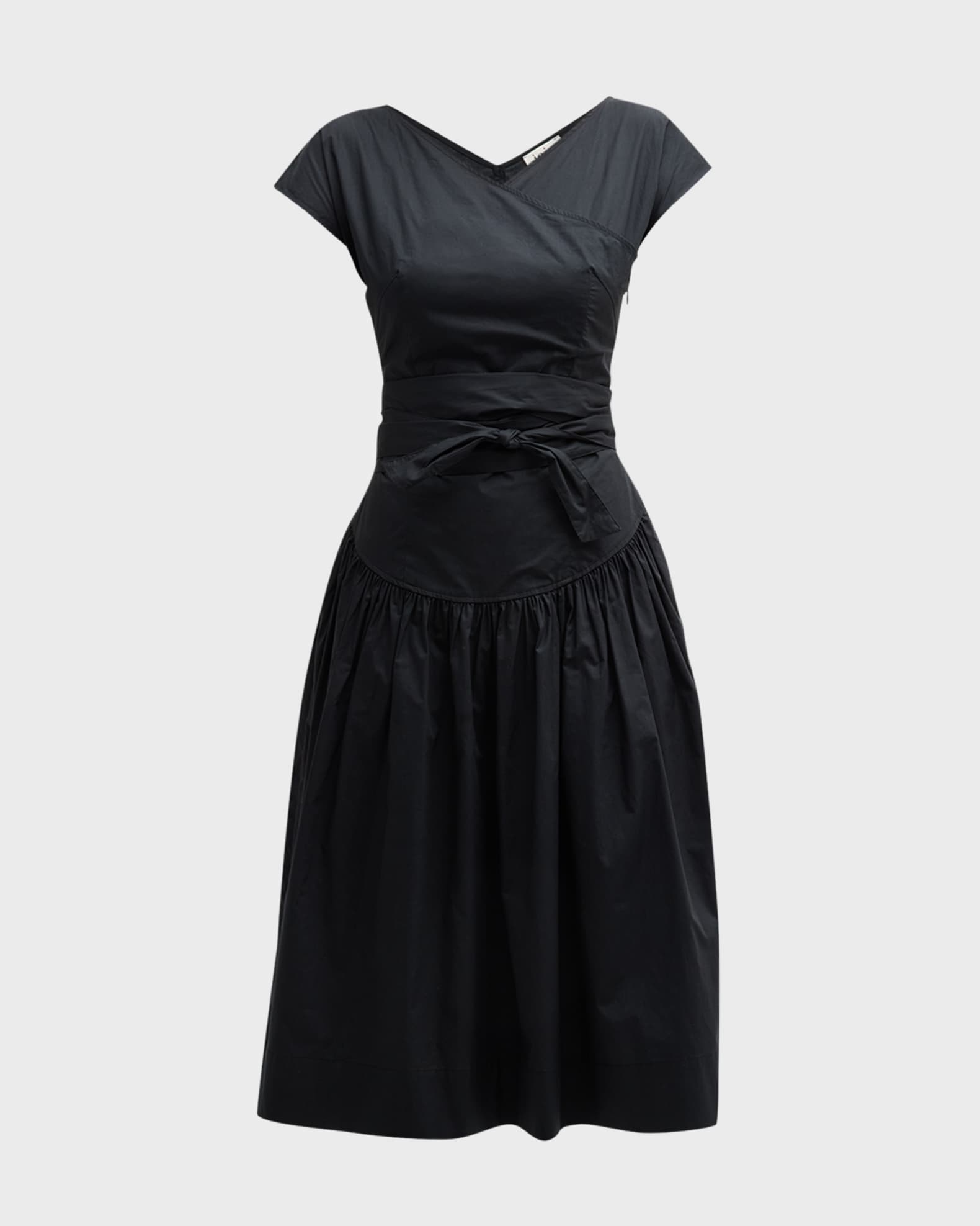 Joie Preanka Faux Wrap Cotton Poplin Midi Dress | Neiman Marcus