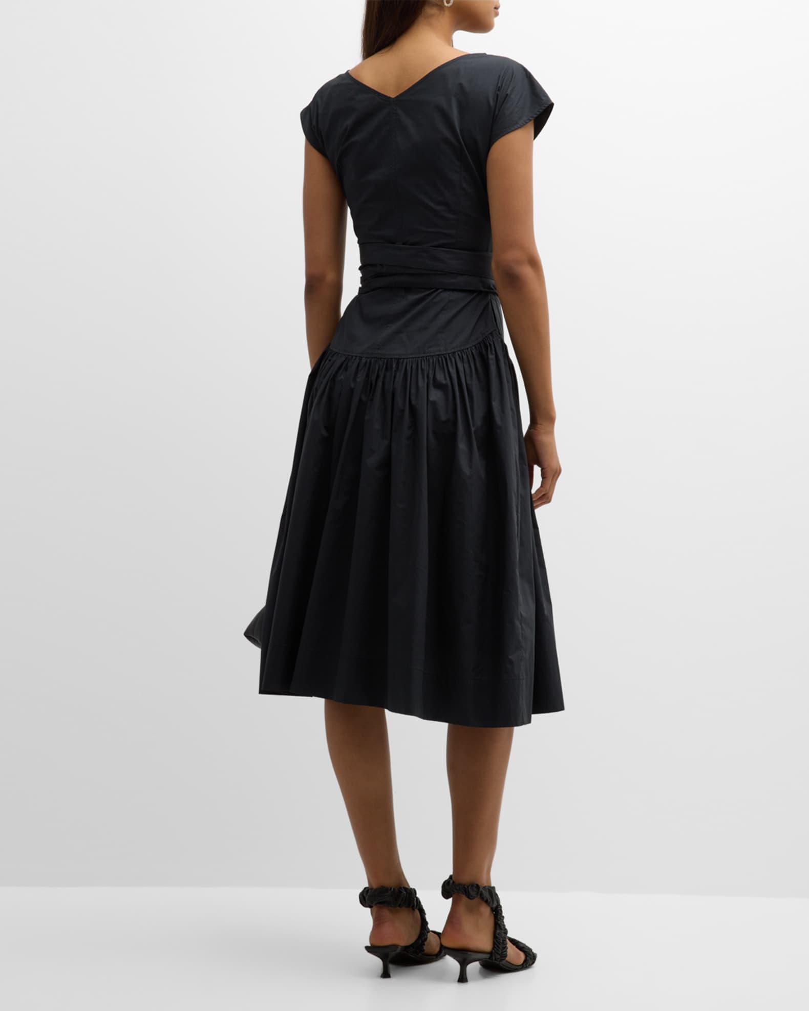 Joie Preanka Faux Wrap Cotton Poplin Midi Dress | Neiman Marcus