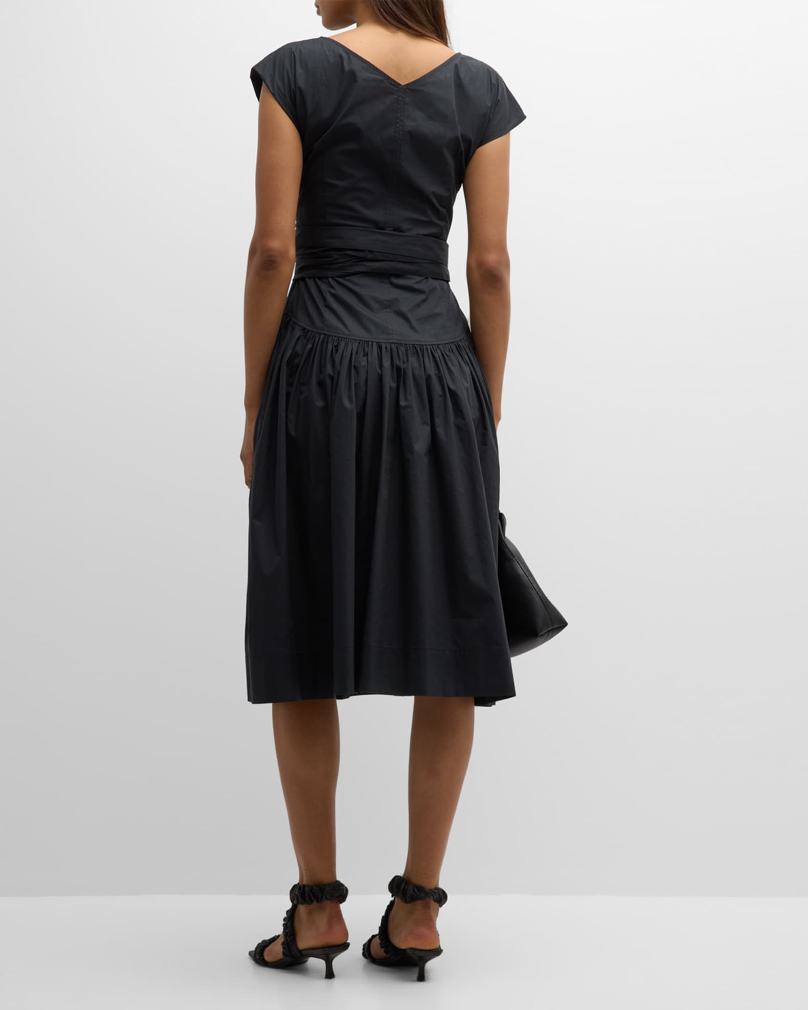 Joie Preanka Faux Wrap Cotton Poplin Midi Dress | Neiman Marcus