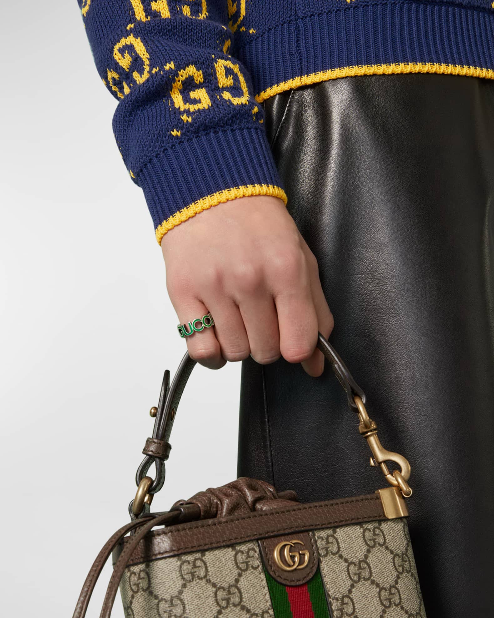 Gucci Men's Interlocking G Enamel Band Ring | Neiman Marcus