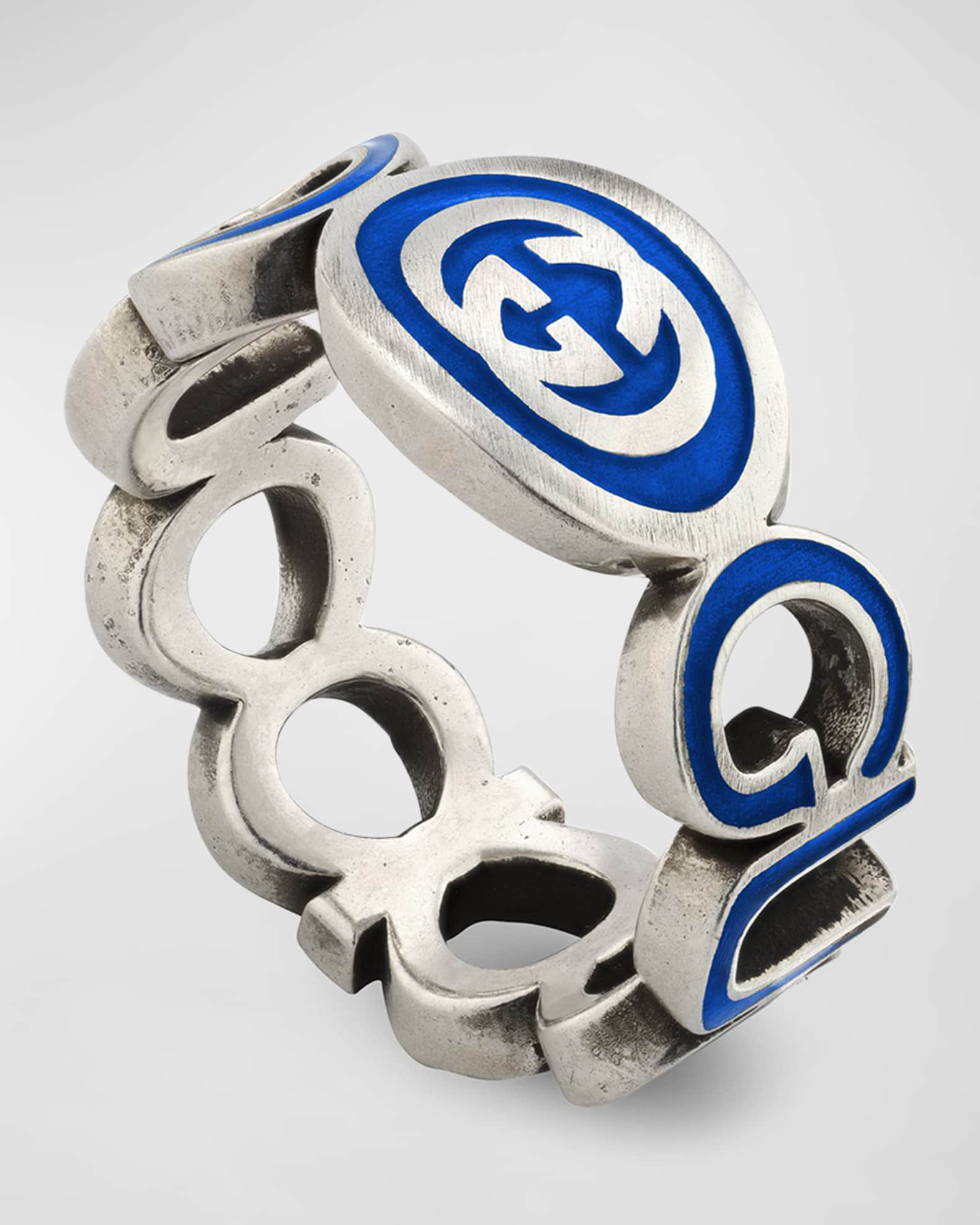 Gucci Men's Interlocking G Enamel Band Ring | Neiman Marcus