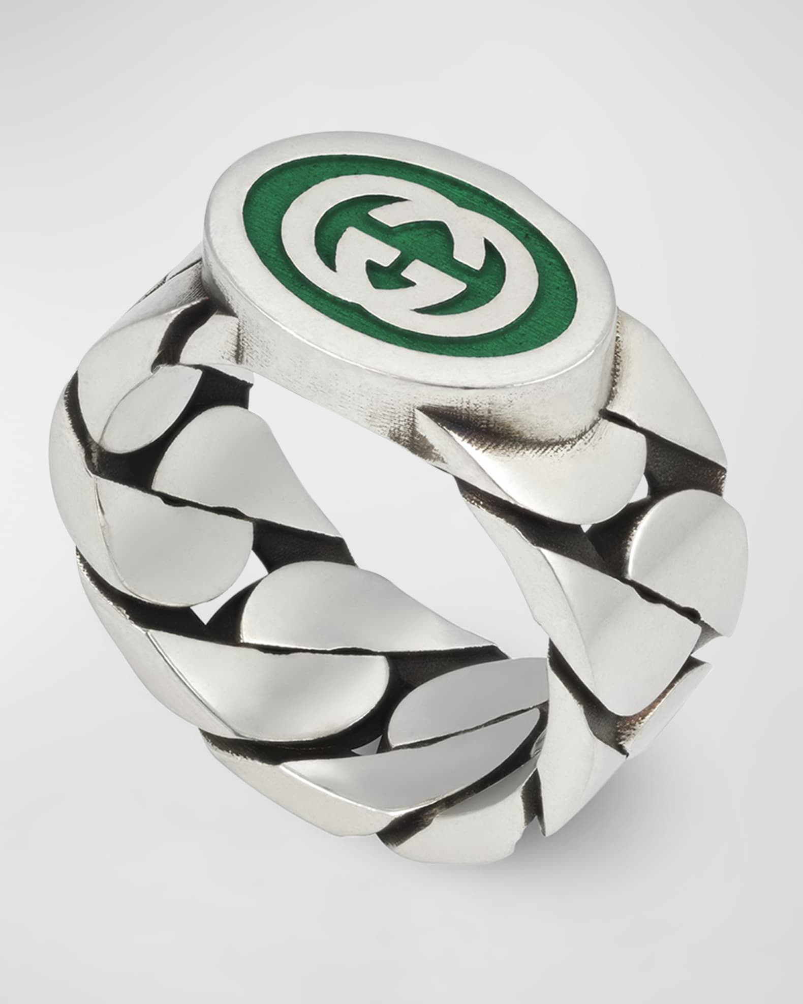 Gucci Men's Interlocking G Enamel Band Ring | Neiman Marcus