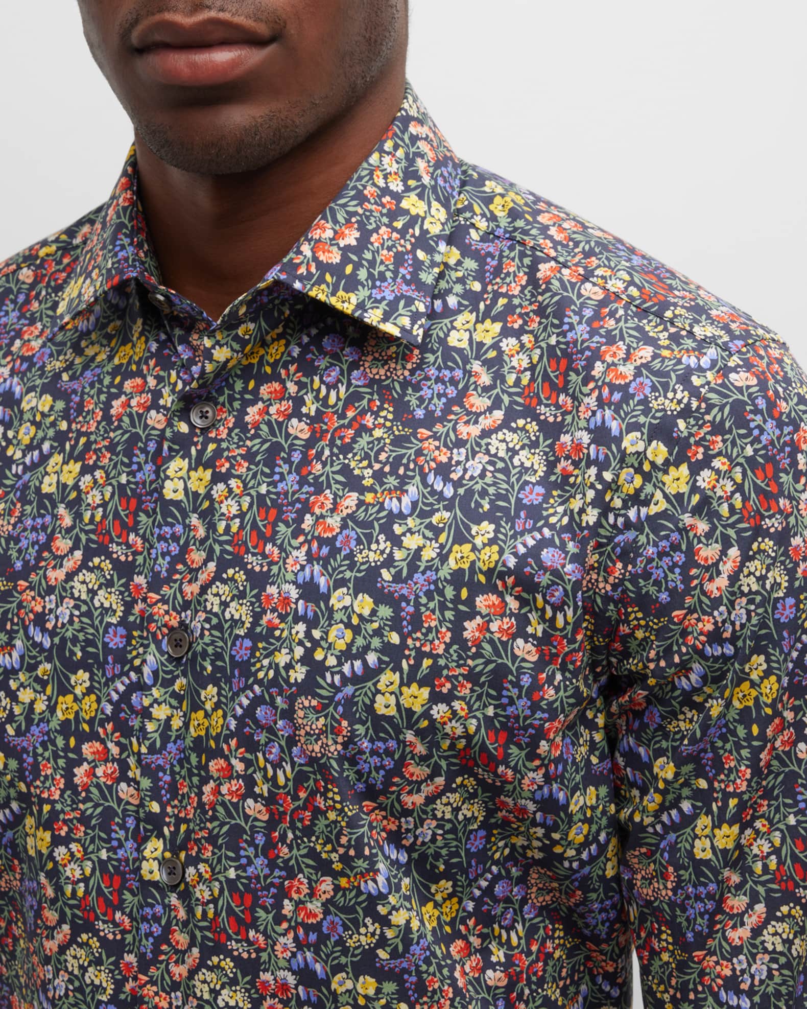 Paul Smith Men's Organic Cotton Floral-Print Sport Shirt | Neiman Marcus