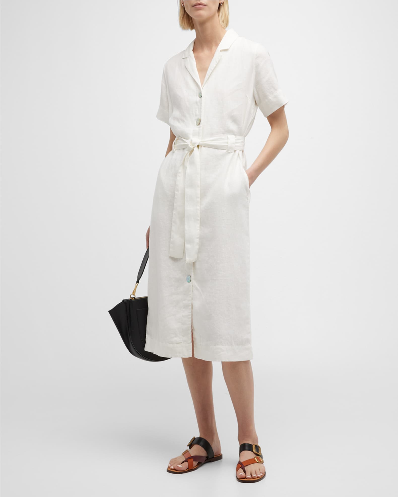 Rails Diane Button-Front Linen Shirtdress | Neiman Marcus