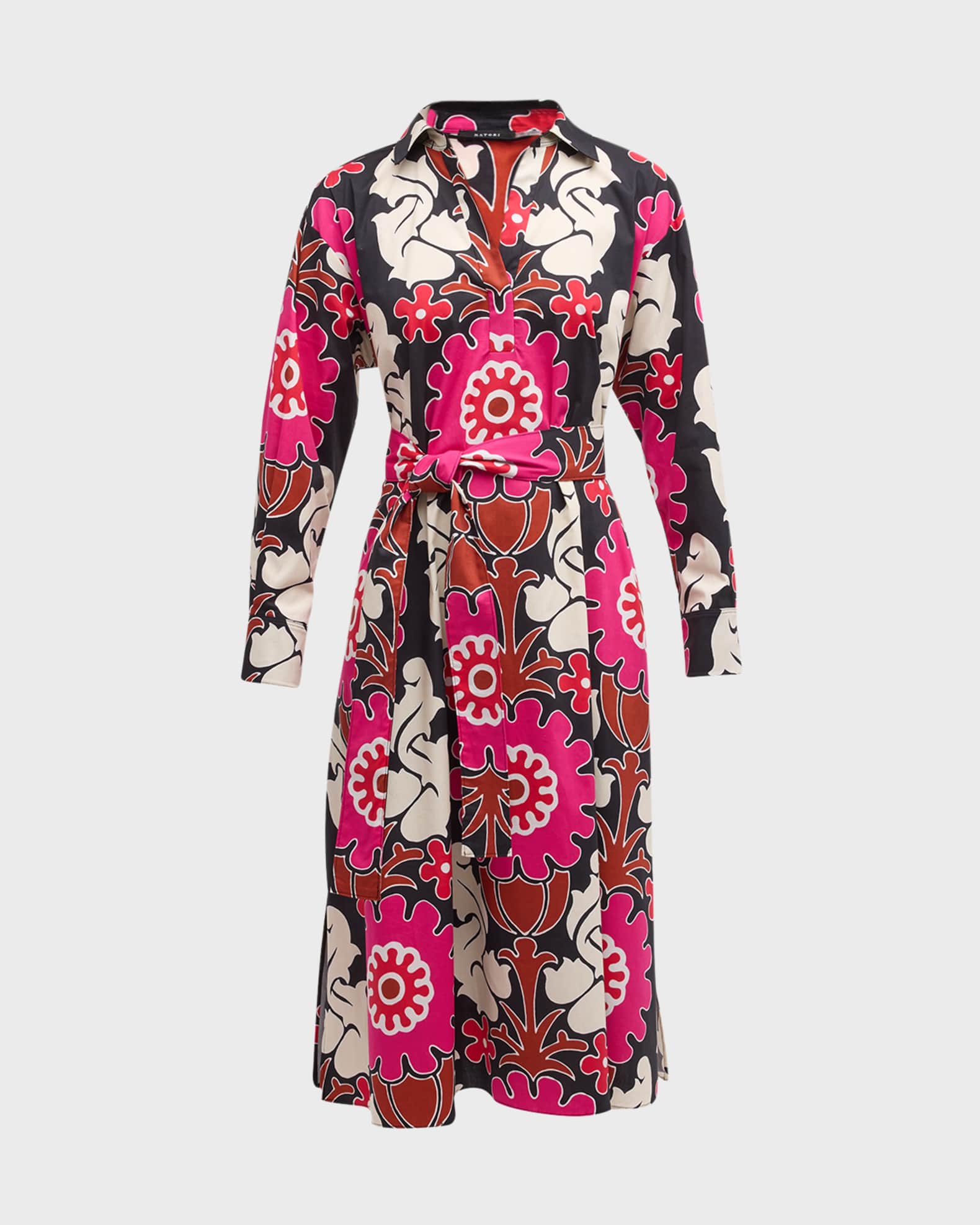 Natori Talitha Floral-Print Cotton Poplin Shirtdress | Neiman Marcus