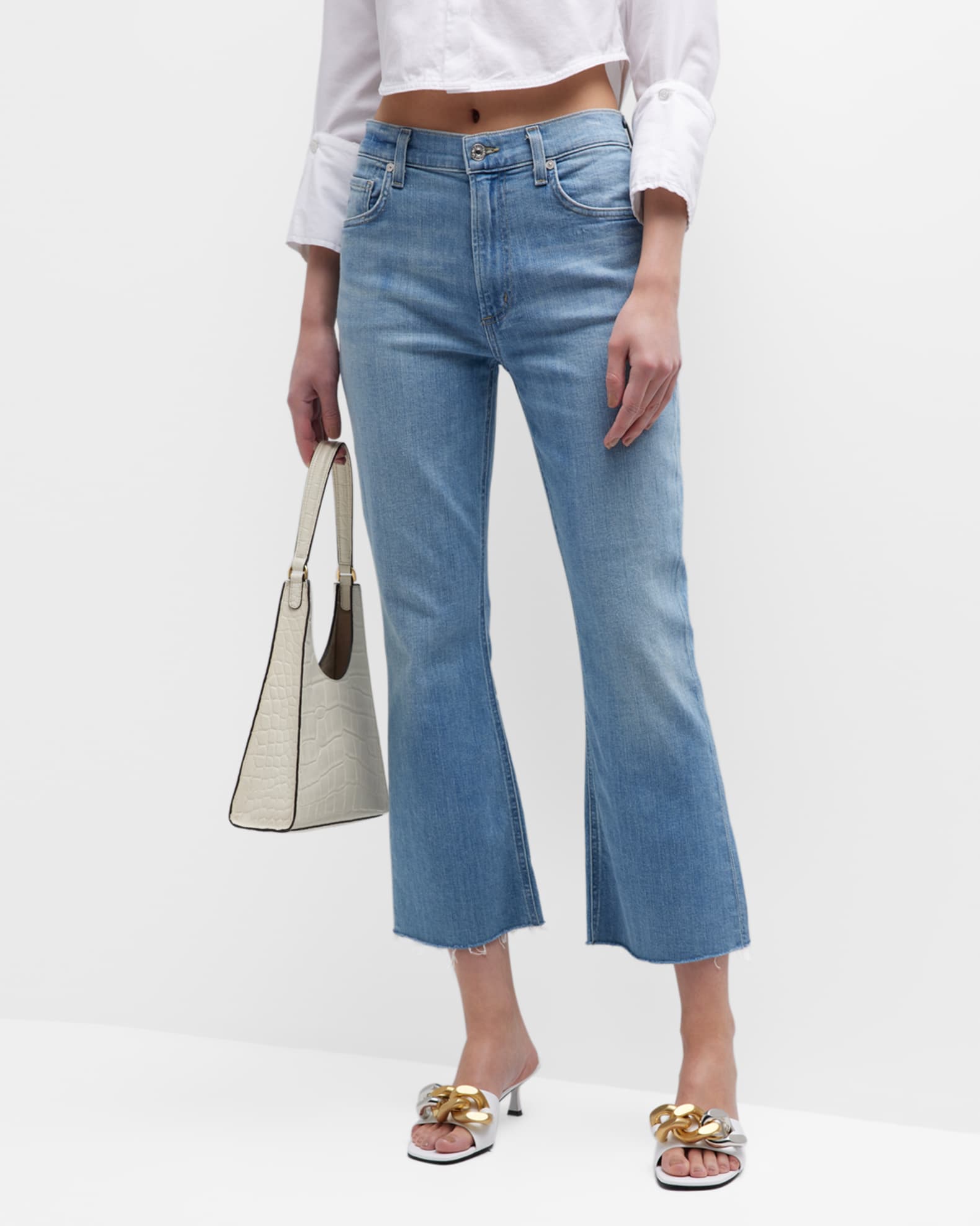 Citizens of Humanity Isola Cropped Bootcut Raw Hem Jeans | Neiman Marcus