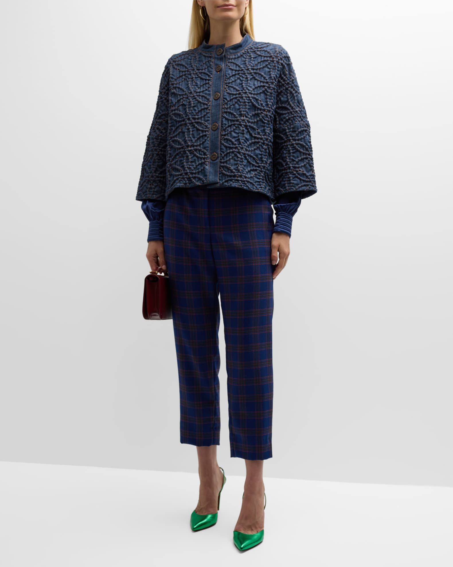 Maison Common Trapunto Stitch Denim Jacket | Neiman Marcus