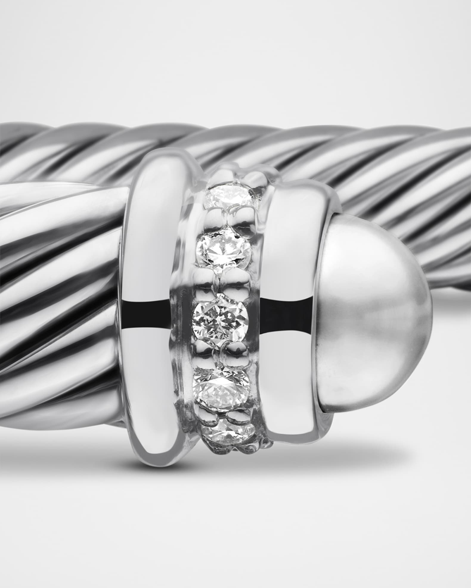 Cable Bracelet with Diamonds in Silver | Neiman Marcus