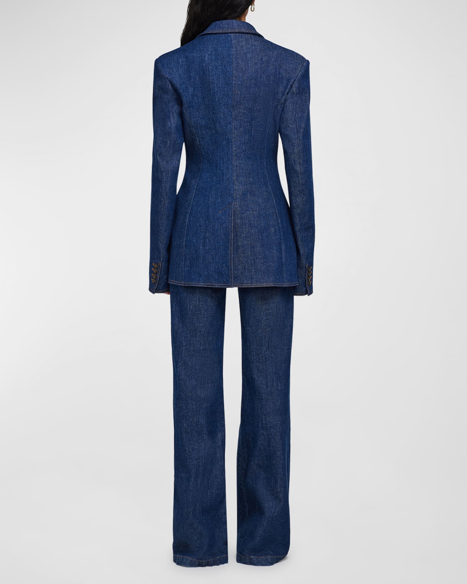 SIMKHAI Jasper Cinched-Waist Denim Blazer Jacket | Neiman Marcus