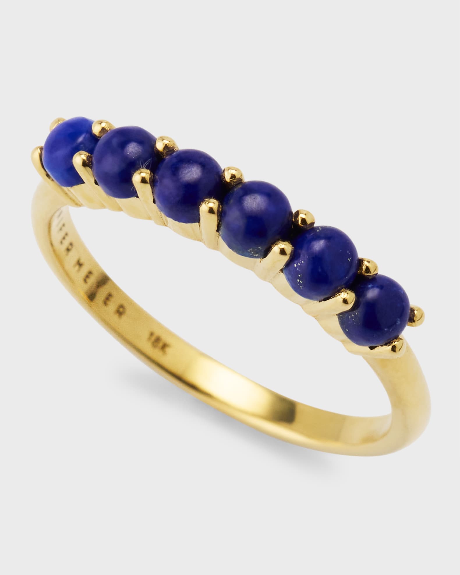Jennifer Meyer 18K Yellow Gold 4-Prong Lapis Band Ring, Size 6.5 ...