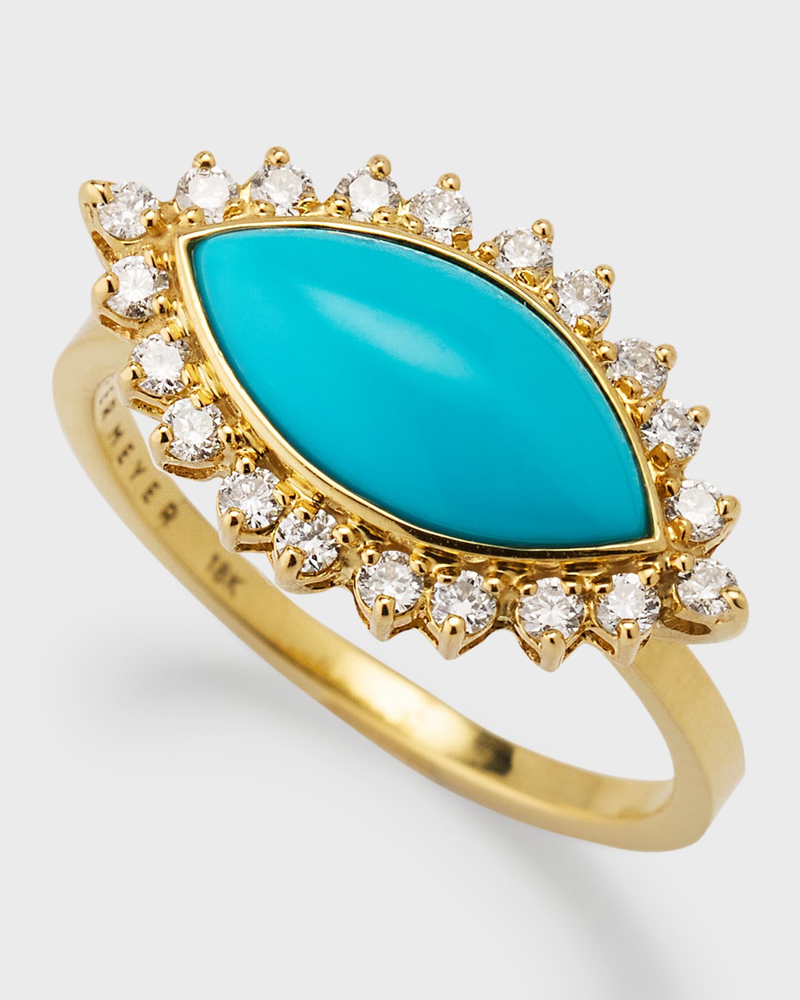 Jennifer Meyer 18K Turquoise Marquise Ring With Diamonds | Neiman Marcus