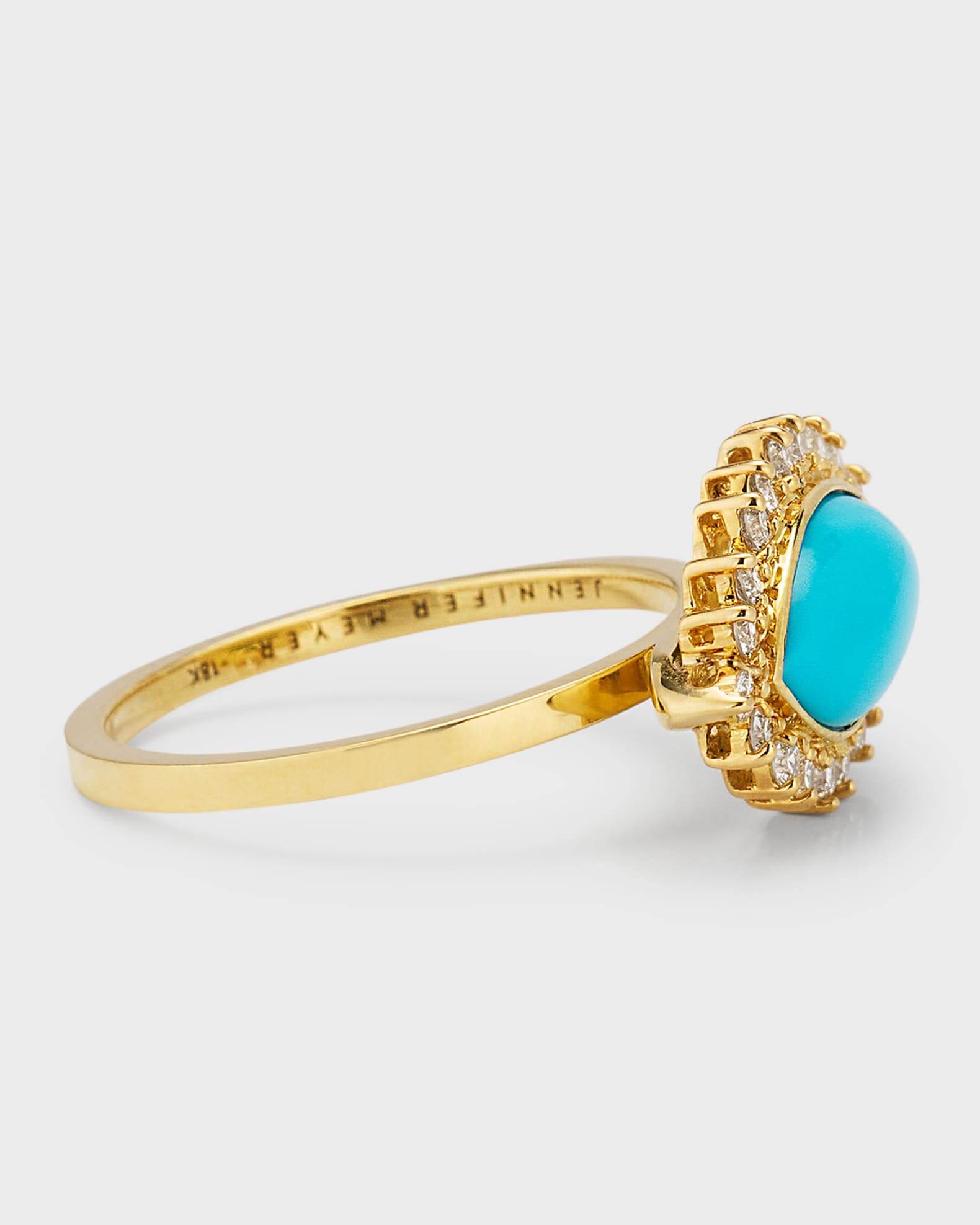 Jennifer Meyer 18K Turquoise Marquise Ring With Diamonds | Neiman Marcus