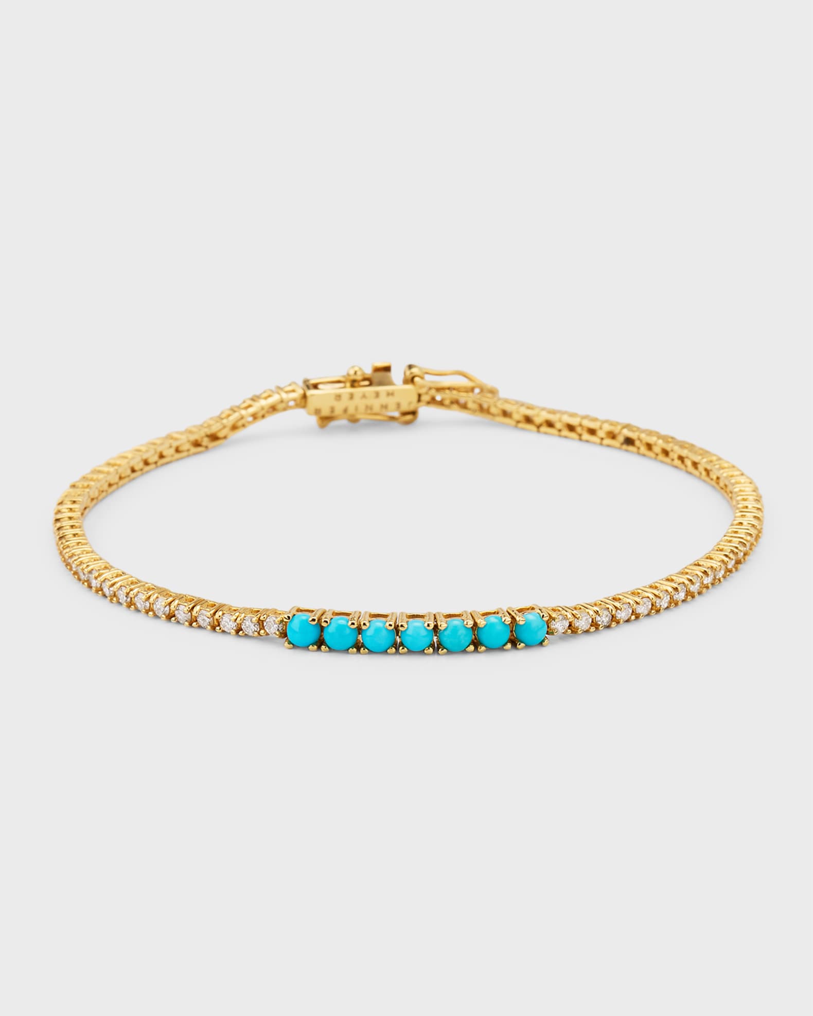 Jennifer Meyer 18K Yellow Gold Small Turquoise and Diamond Tennis ...