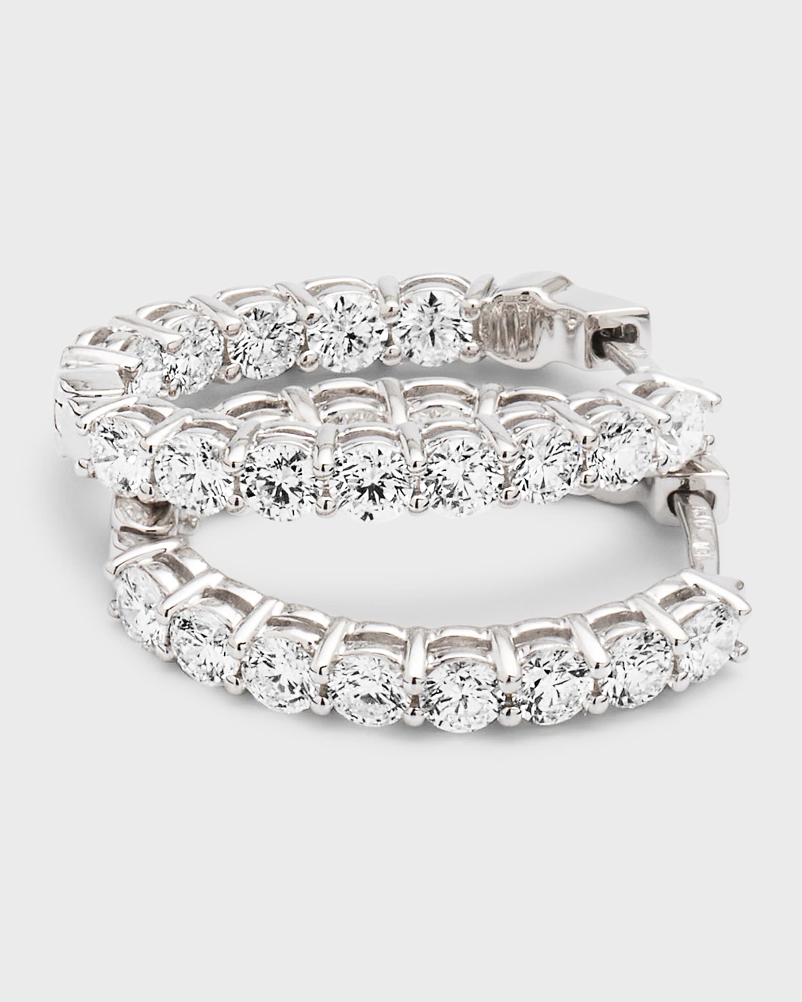 Neiman Marcus Diamonds 18K White Gold Diamond Oval Hoop Earrings, 2 ...